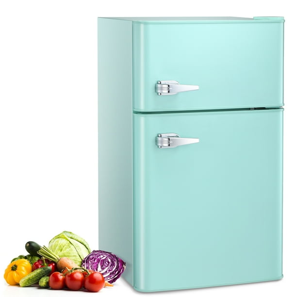 LHRIVER Mini Refrigerator 3.2Cu.Ft Compact Fridge 2-Double Doors with a ...
