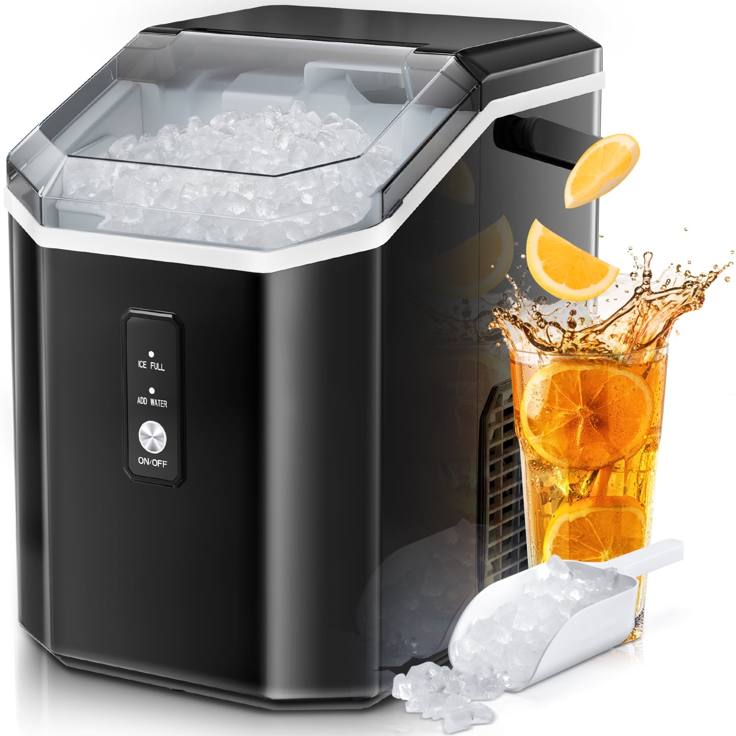 LHRIVER Nugget Ice Maker Countertop, 35lbs/24H, Self-Cleaning, Black ...