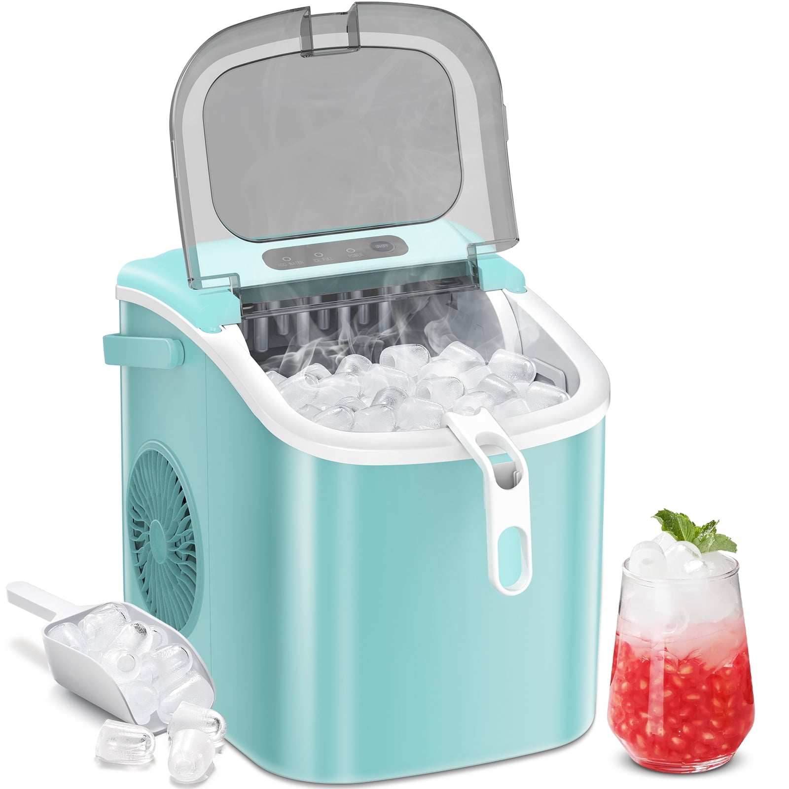 LHRIVER Portable Compact Ice Maker Machine, Bullet Ice Cubes, 26Lbs/24H ...