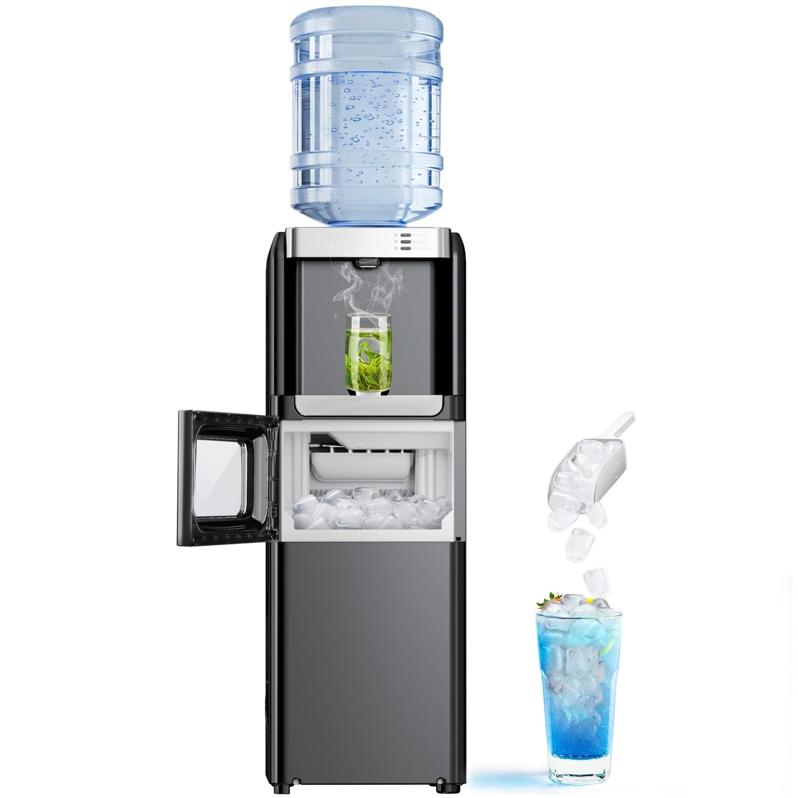 LHRIVER 3-in-1 Water Dispenser, Ice Maker with Water Jug, Hot Water ...