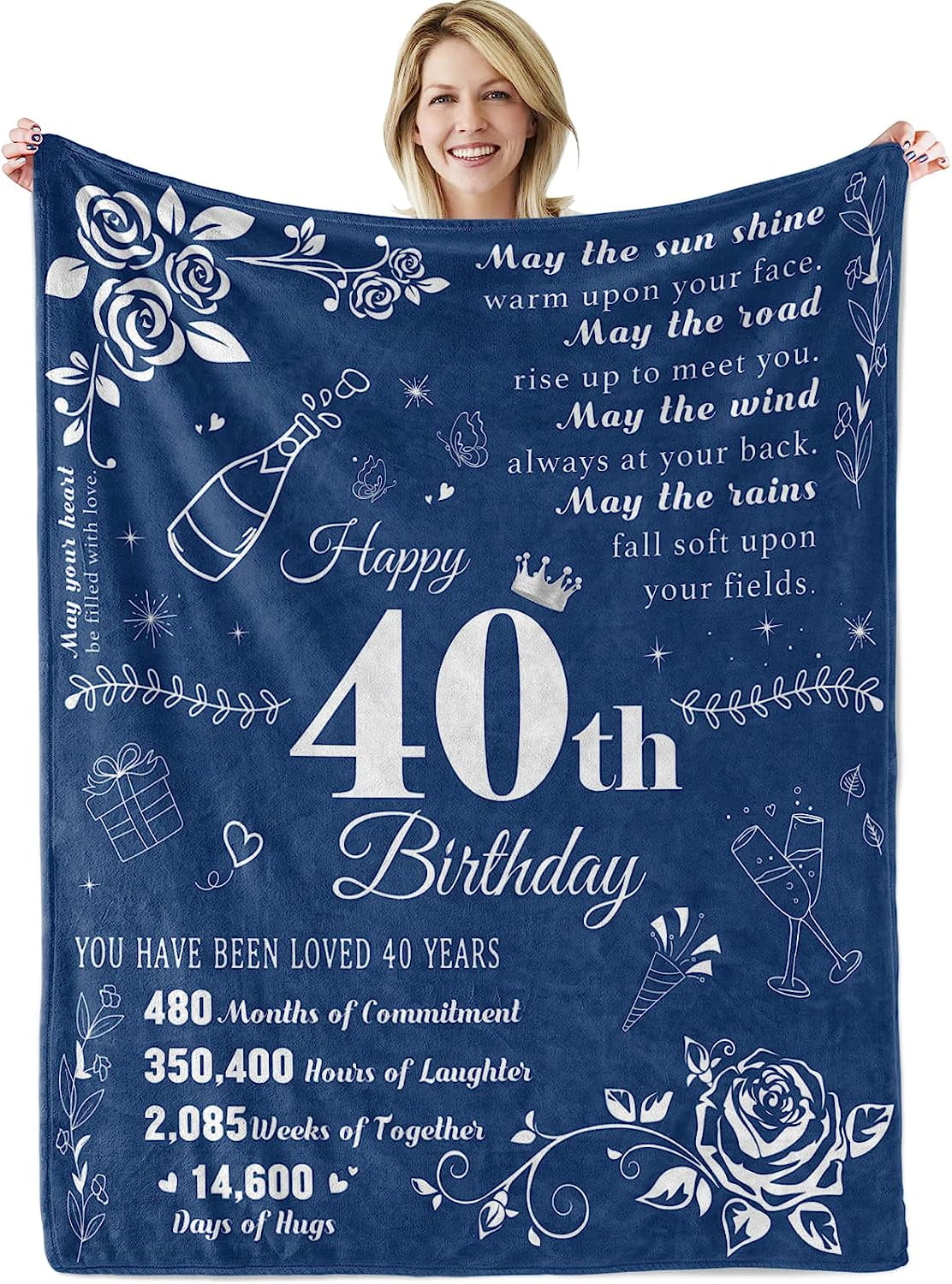LHSHID 40th Birthday for Women Blanket Happy 40th Birthday Decorations ...