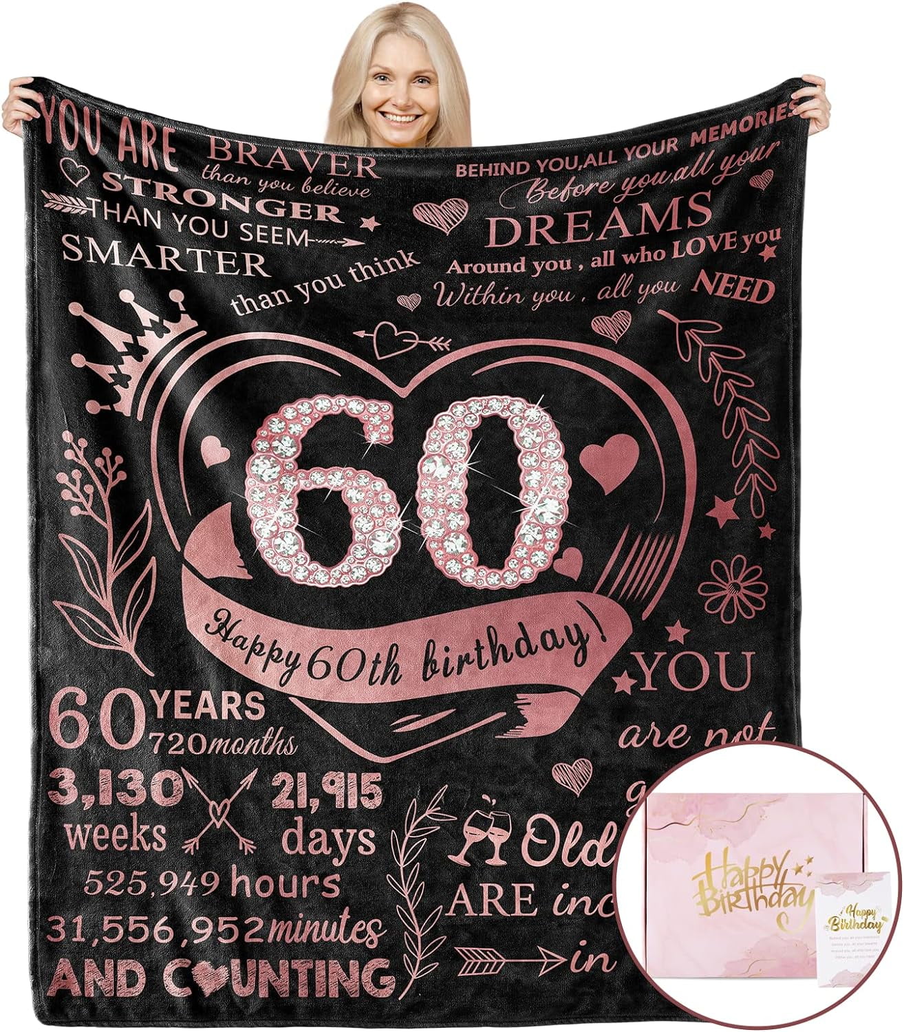 LHSHID 60 Birthday Gifts for Women with Gifts Box Happy 60th Birthday ...