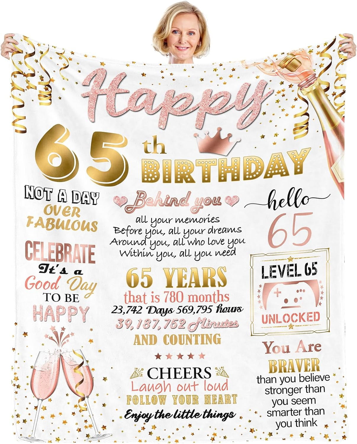 LHSHID 65th Birthday Gifts for Women 65th Birthday Decorations for ...