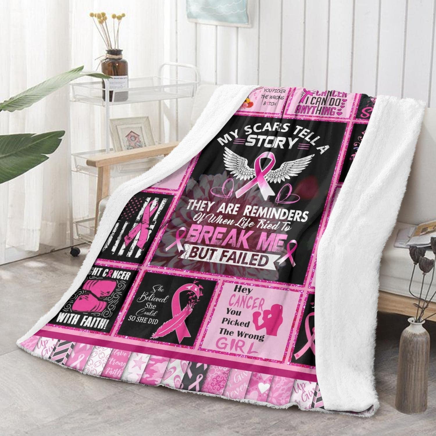 LHSHID Breast Cancer Awareness Breast Cancer Blanket Throw Blanket ...