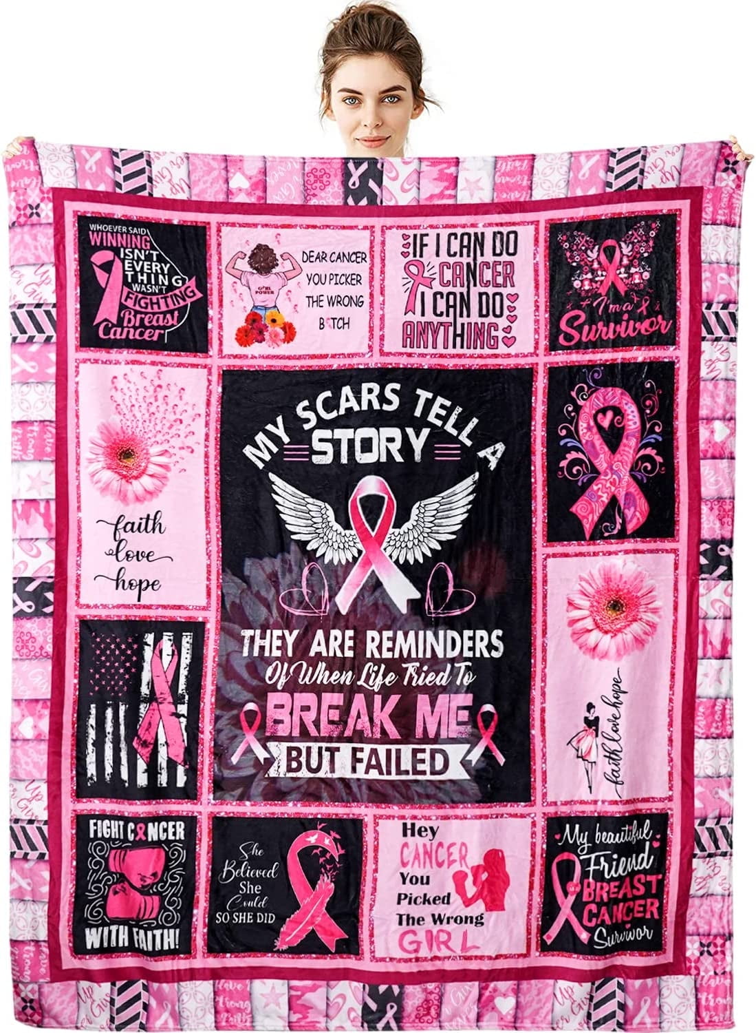 LHSHID Breast Cancer Gifts Breast Cancer Blanket Throw Blanket Breast ...