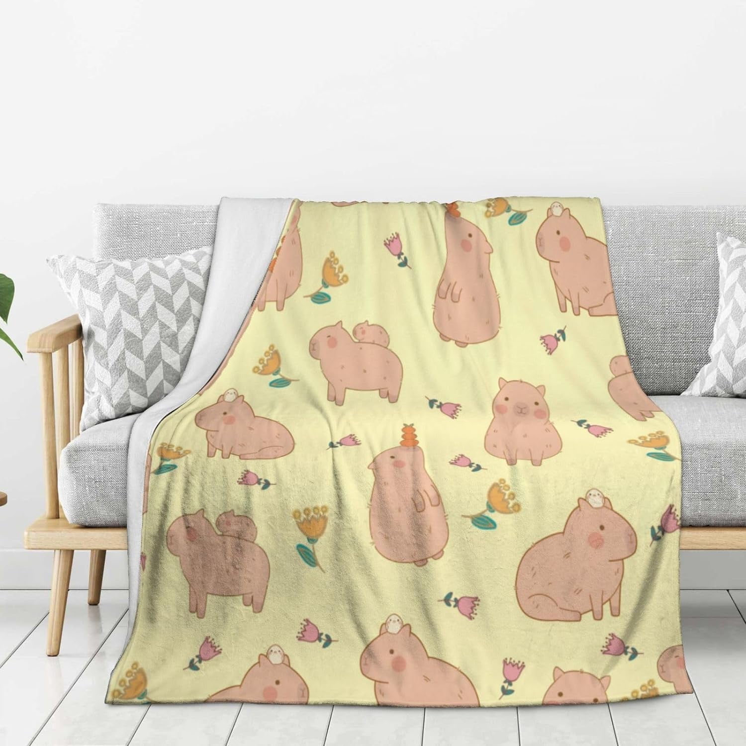 LHSHID Capybara Blanket Gift for Girls Boys Kids Cute Capybaras Flower ...