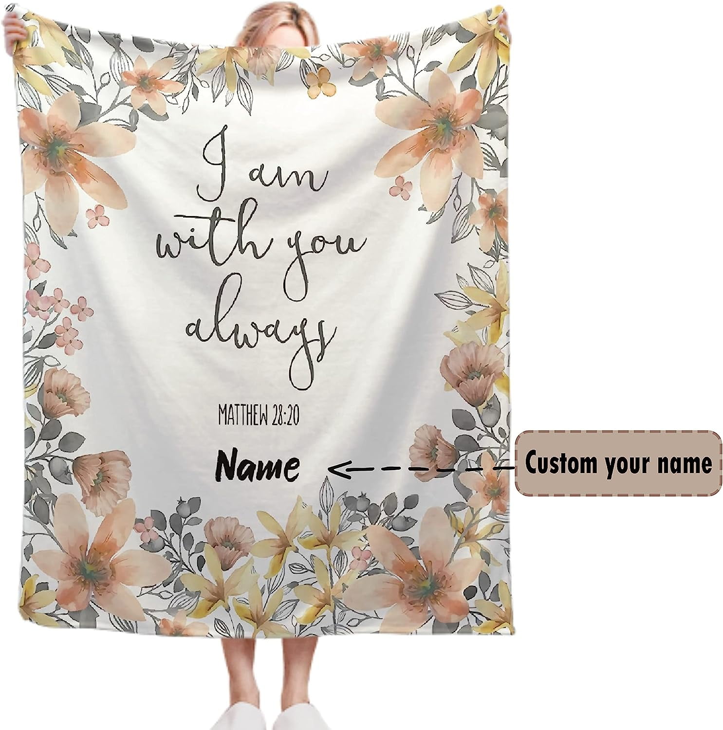 LHSHID Custom Bible Verse Blanket with Name Personalized Christian ...