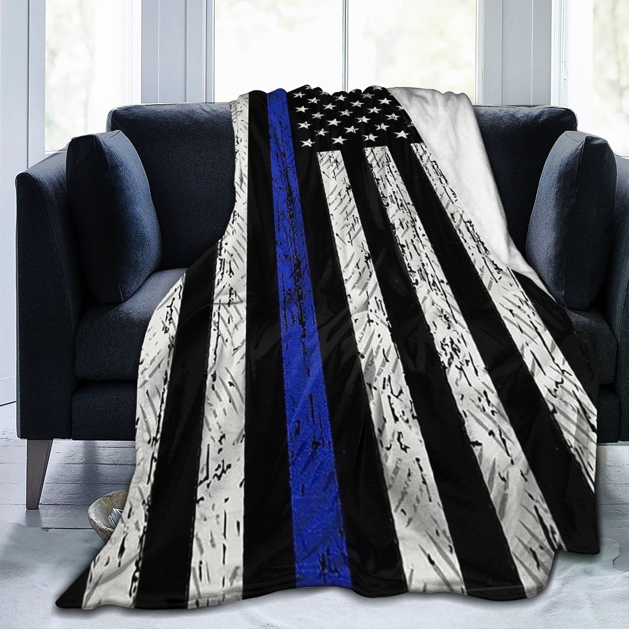 LHSHID Fine blue line American flag blanket gift from American police ...