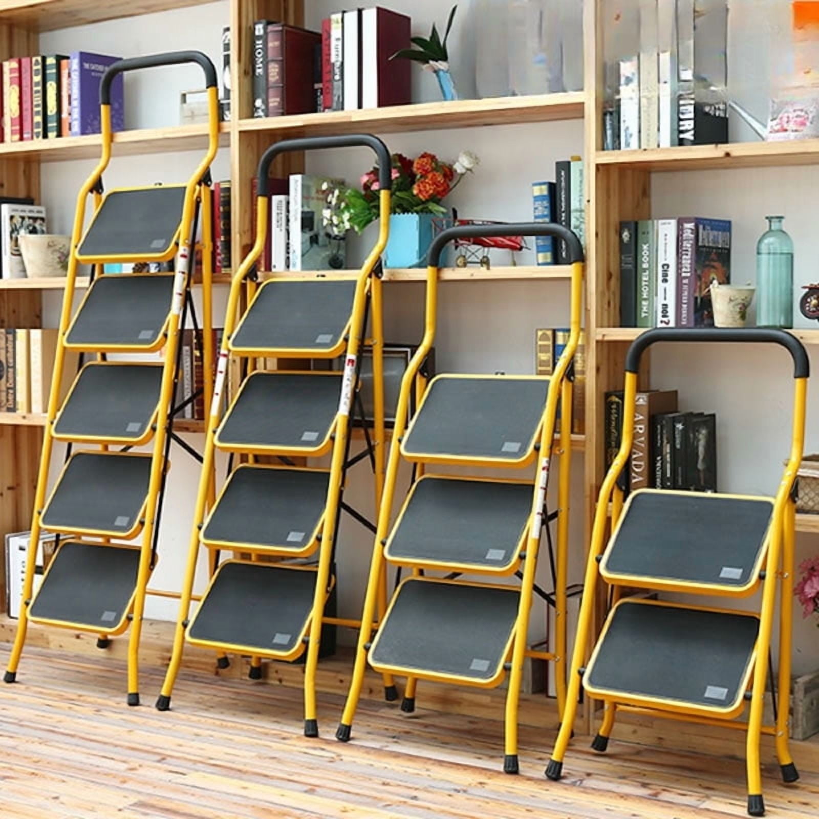 LHUAI 3 Step Ladder With Handrails, Folding Step Stool With Anti-Slip ...