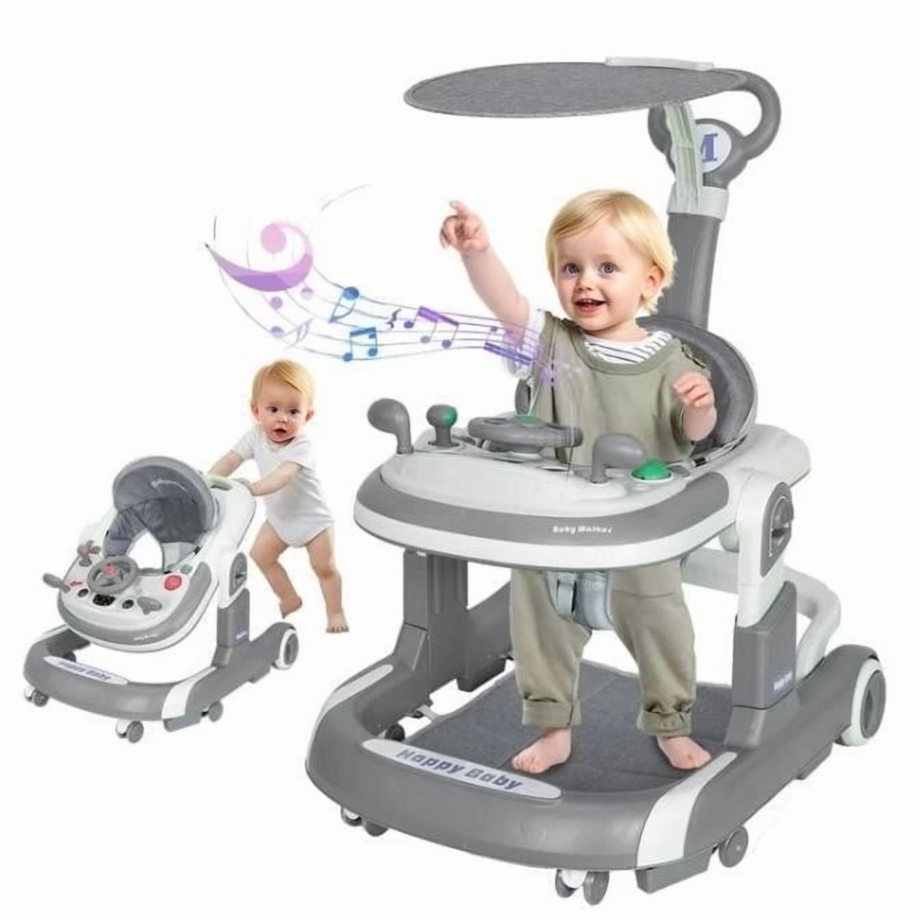LHUAI 5-in-1 Baby Walker With Bouncer, Removable Footrest, Feeding Tray ...