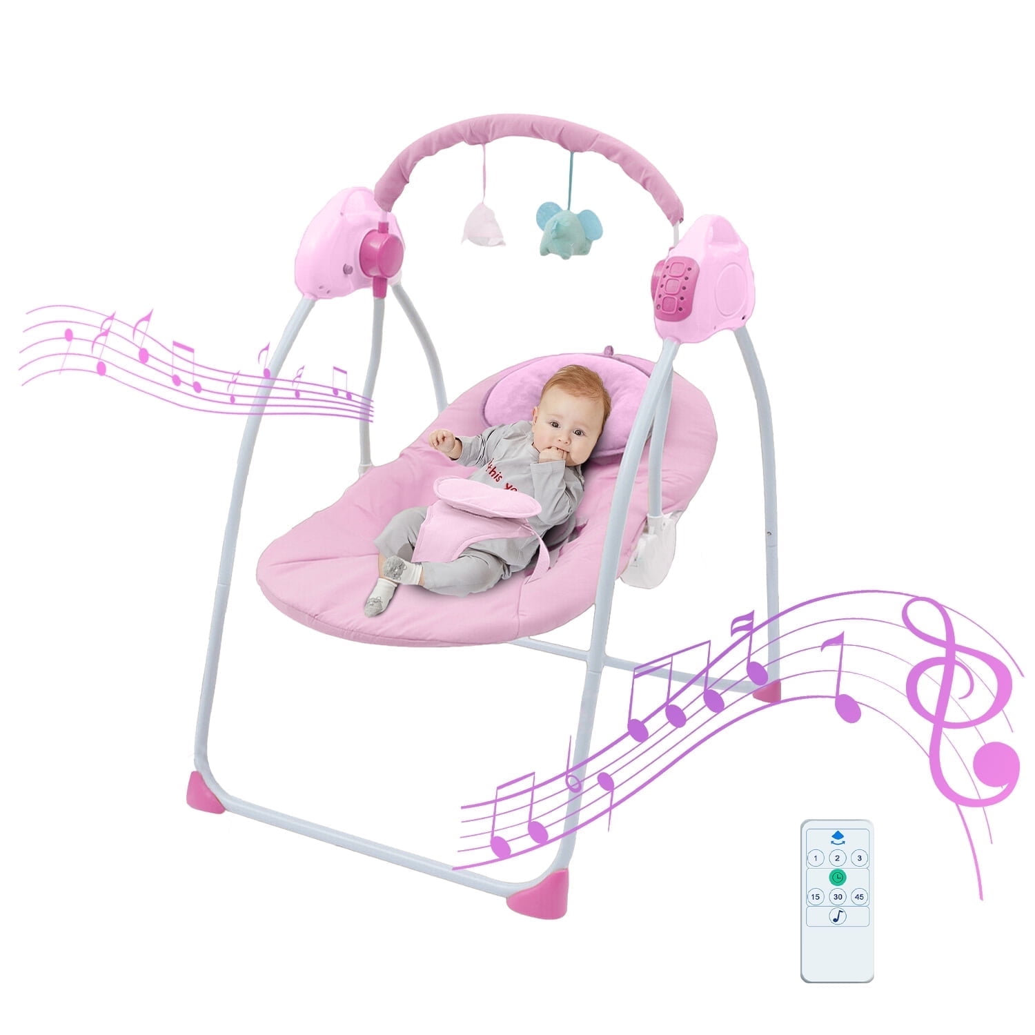 LHUAI, Electric Baby Swing And Bouncer Combo, Portable Compact ...