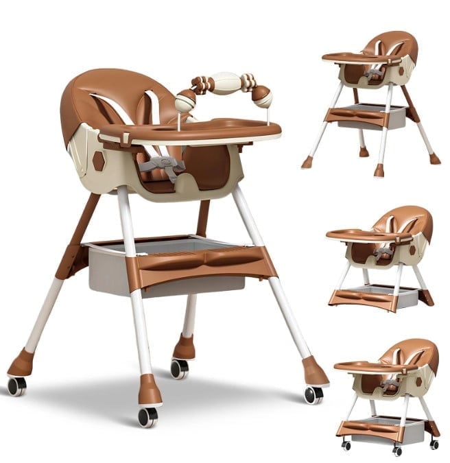 LHUAI, Foldable Baby High Chair, 4 in 1 Convertible High Chairs, With 5 ...