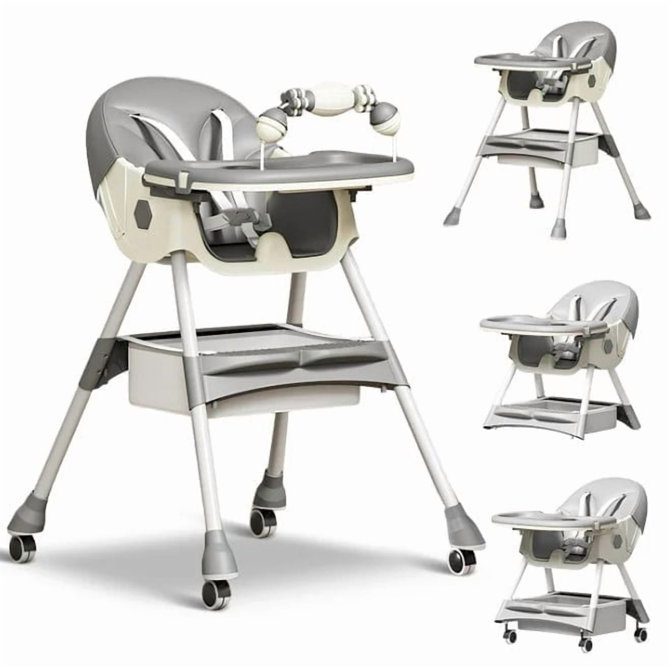 LHUAI, Foldable Baby High Chair, 4 in 1 Convertible High Chairs, With 5 ...