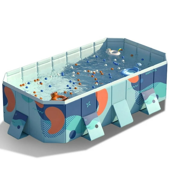 LHUAI Foldable Non-Inflatable Family Outdoor Swimming Pool, Rectangular ...