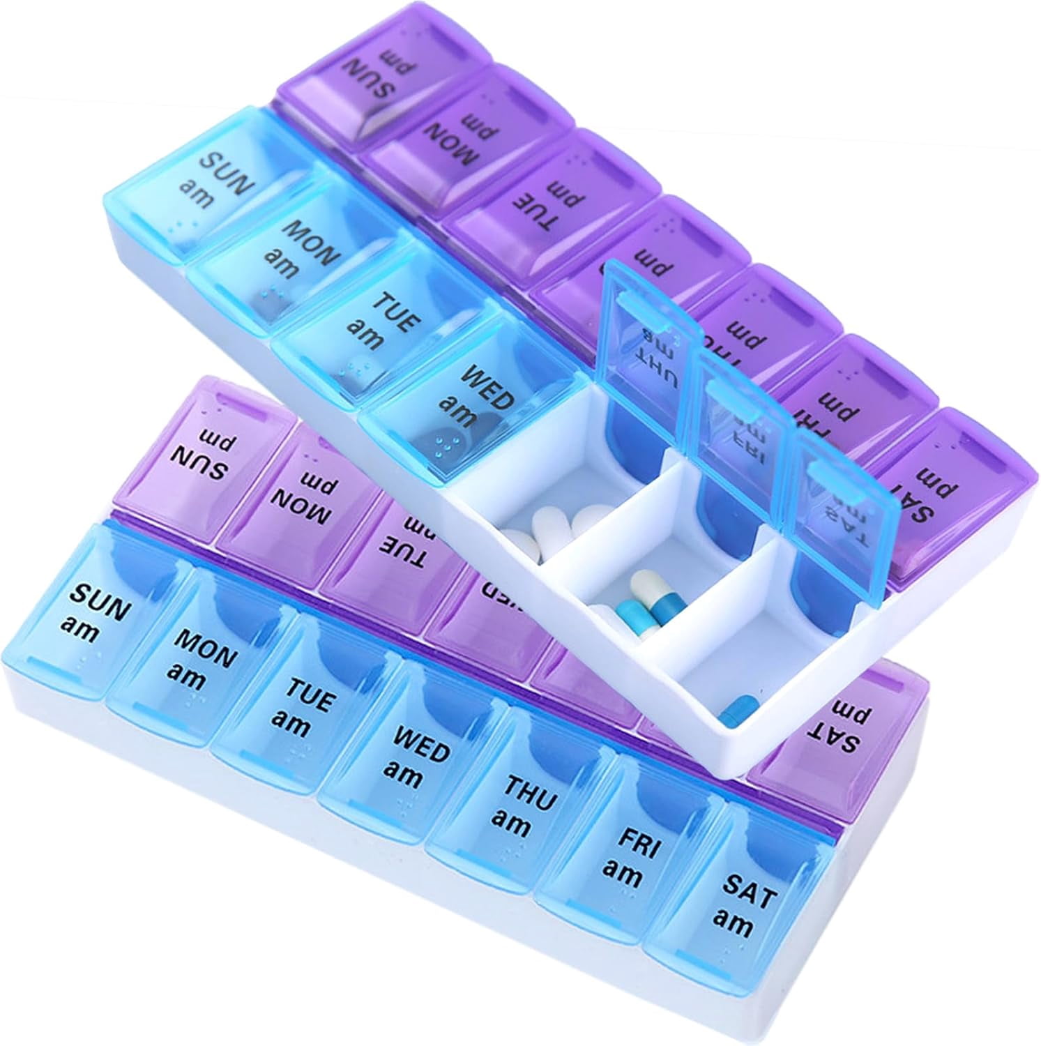 LHUAI, Weekly (7-Day) AM/PM Medicine Planner, Vitamin Organizer Box ...