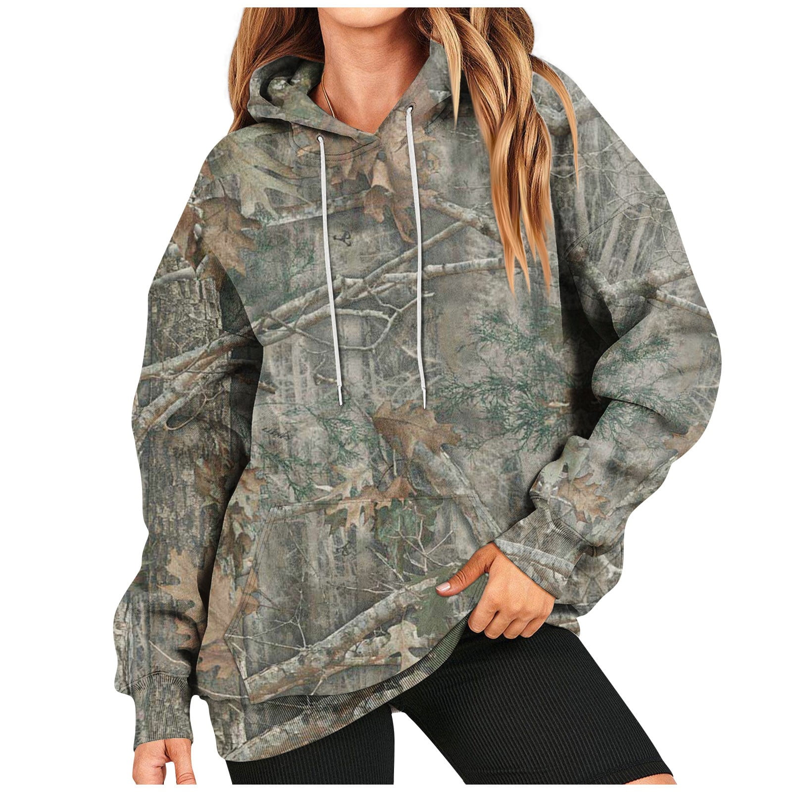 LHVUOA Camouflage Sweatshirts Lightweight Sweaters for Women Camo ...