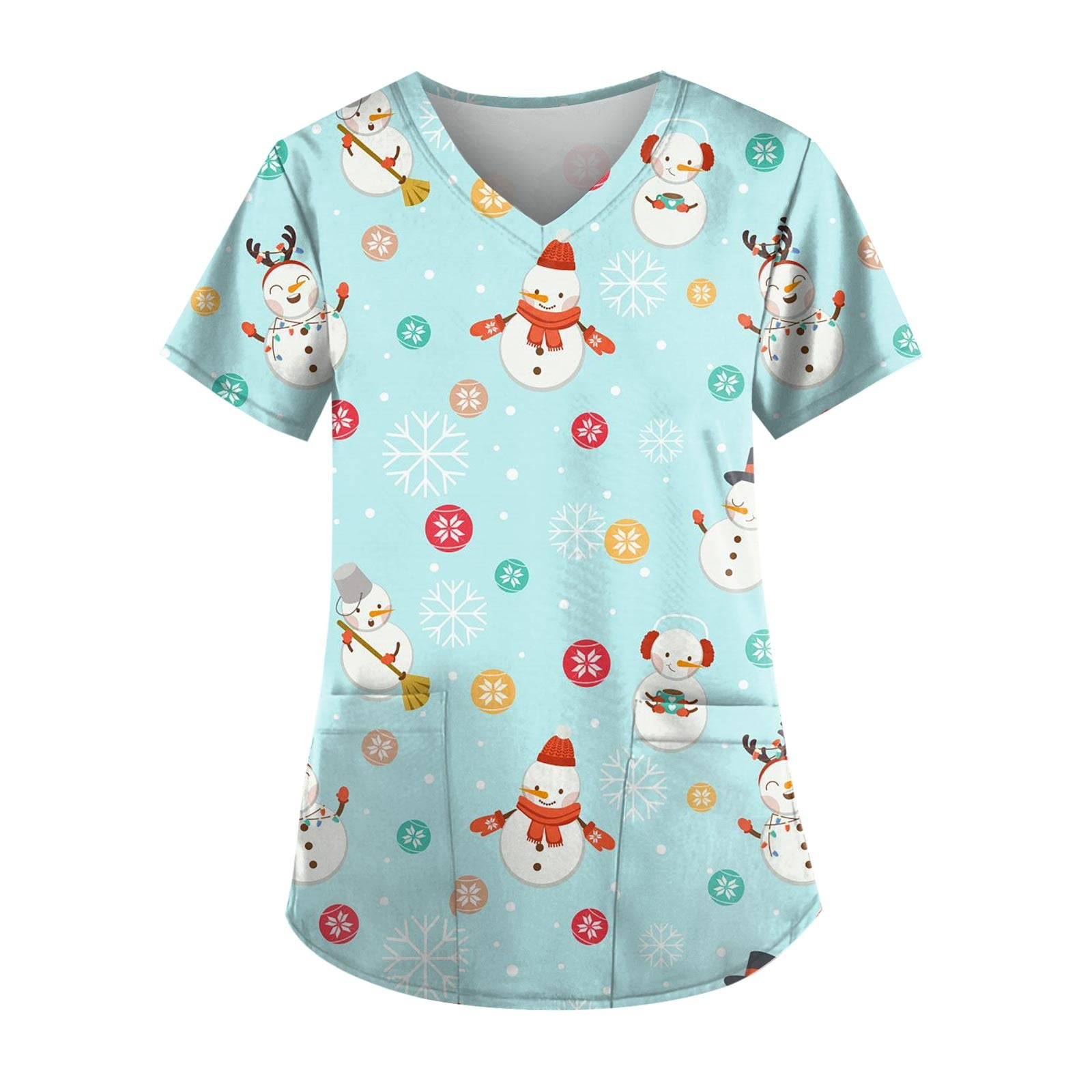 LHVUOA Christmas Scrub Tops Women Fun Christmas Scrubs for Women Cute ...