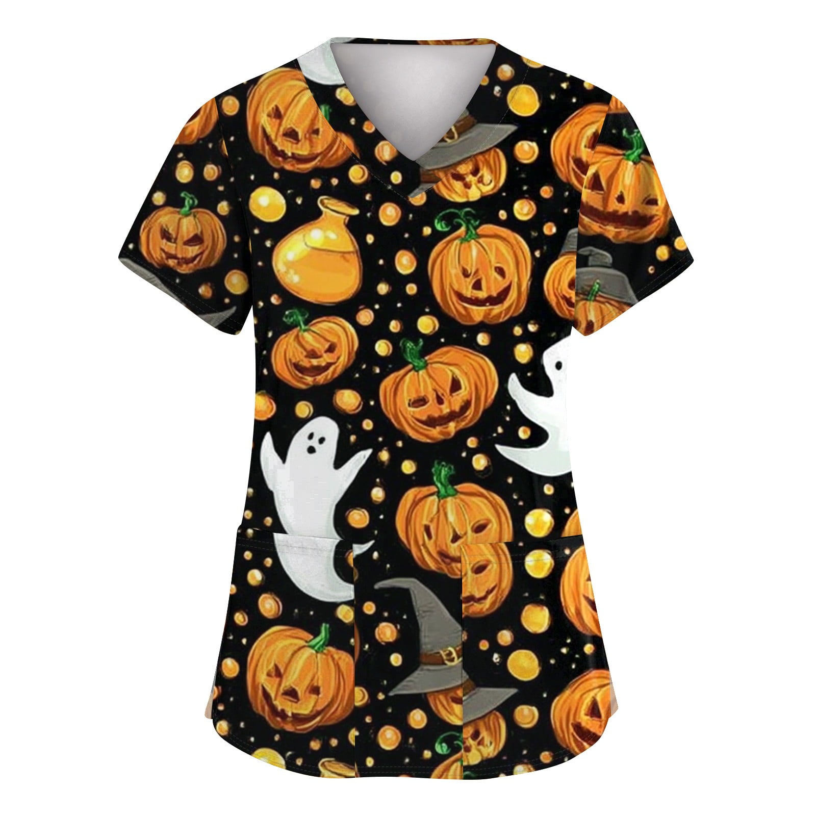 LHVUOA Halloween Scrub Tops for Women Nursing Scrubs Work Uniform V ...