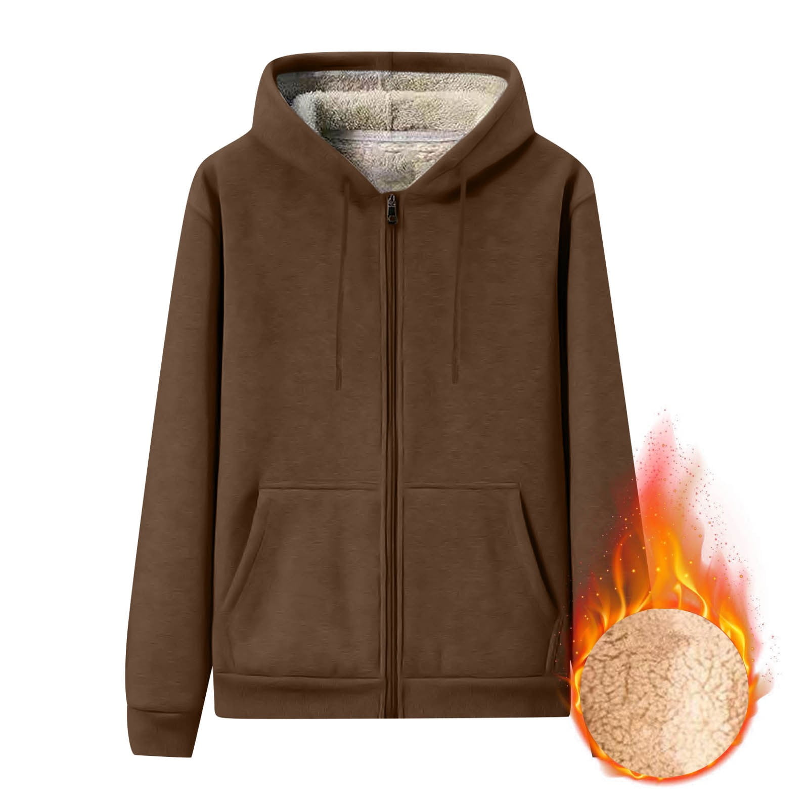 LHVUOA Men's Pullover Zip Up Hoodie Thick Sherpa Lined Pocket Winter ...
