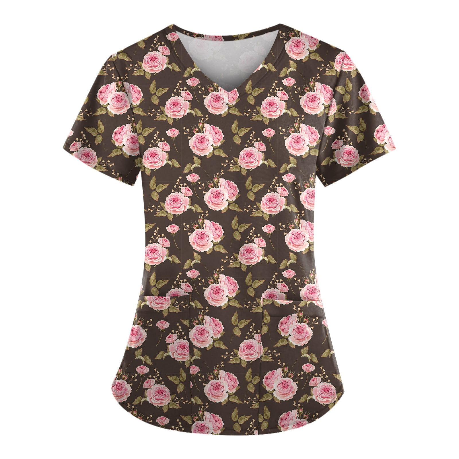 LHVUOA Scrub Top for Women Stretch Short Sleeve V Neck Working Uniform ...