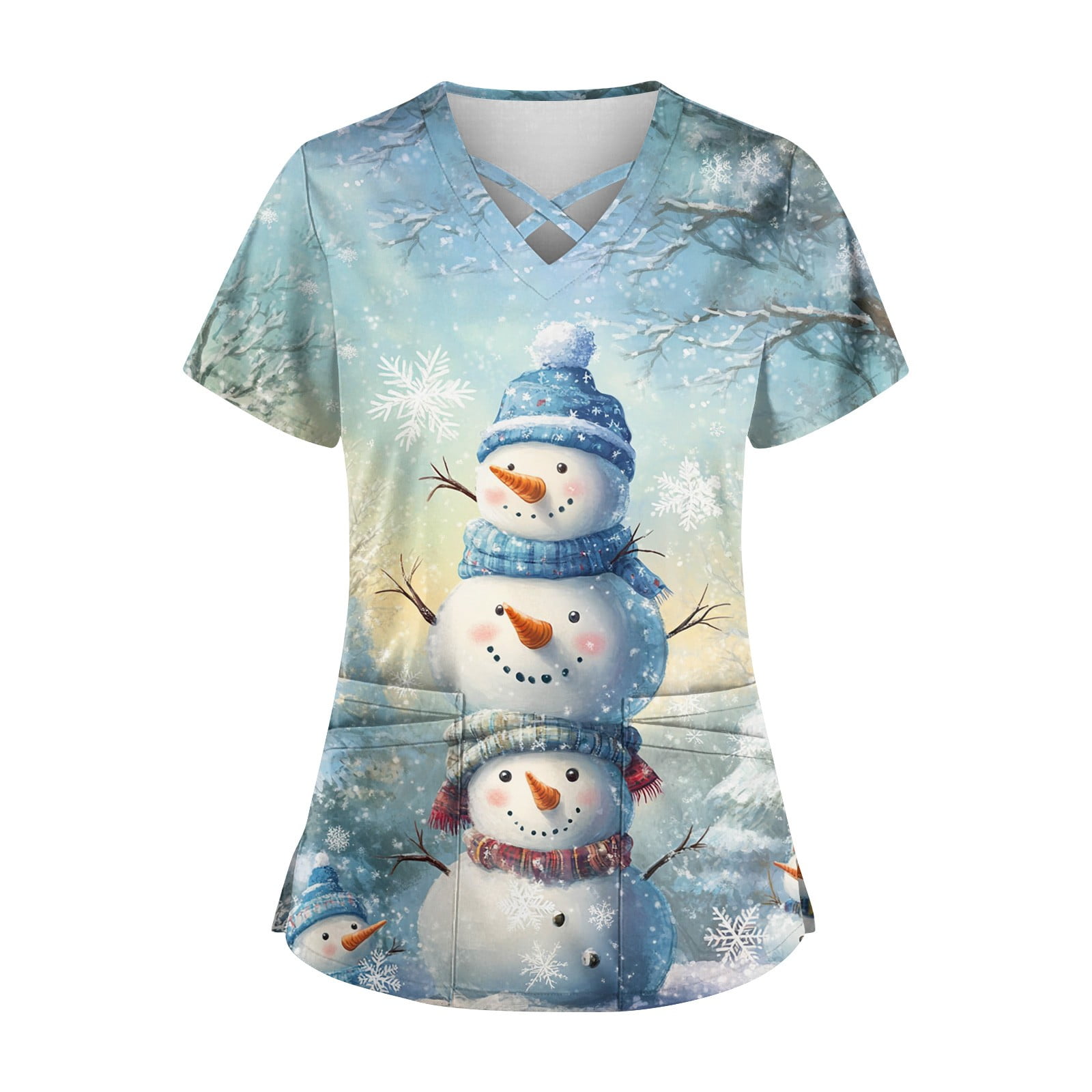 LHVUOA Scrubs for Women Christmas Scrub Tops Women Fun Workwear Santa ...