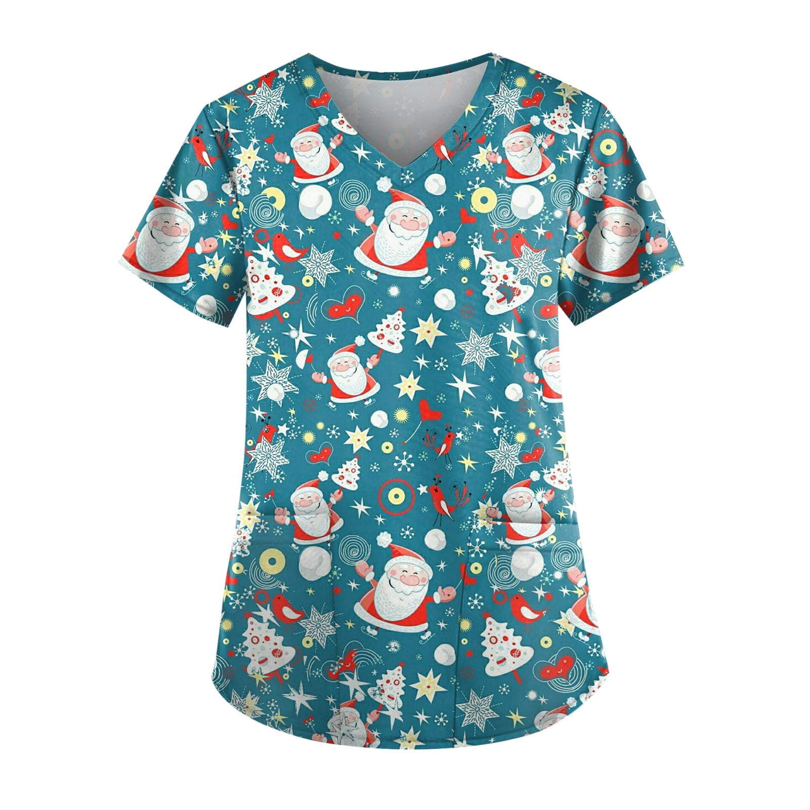LHVUOA Scrubs for Women Christmas Scrub Tops Women Fun Workwear Santa ...