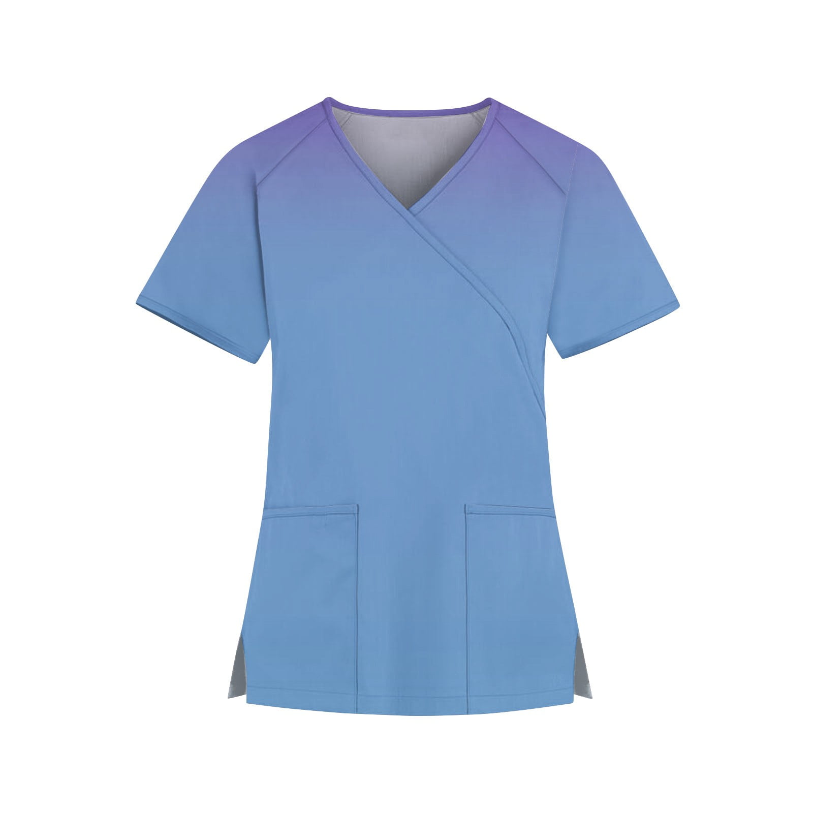 LHVUOA Scrubs for Women Short Sleeve V-Neck Scrub Top,Side Split ...