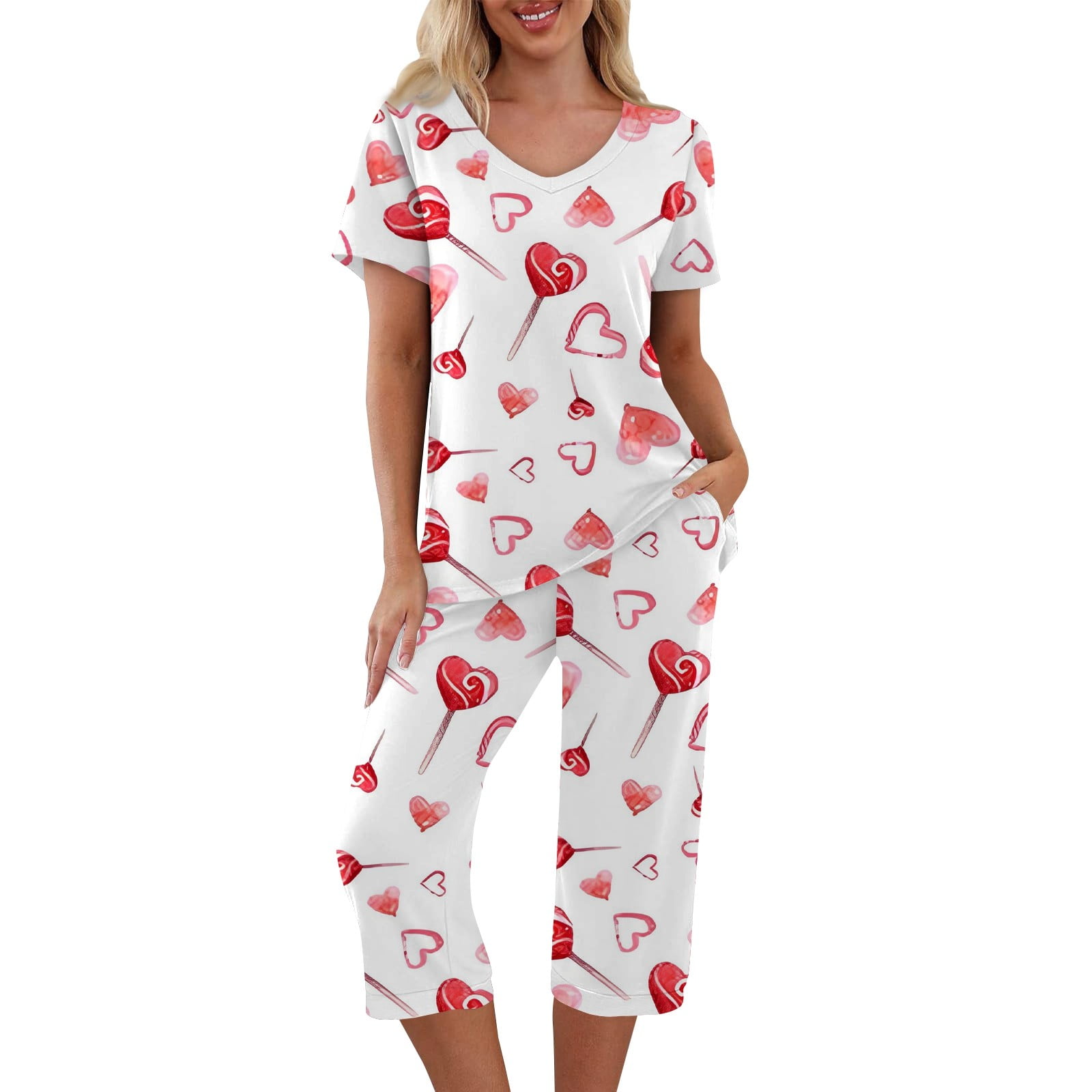 LHVUOA Valentine Day Pajamas Set for Women Sleeper Pajamas Women Pink ...