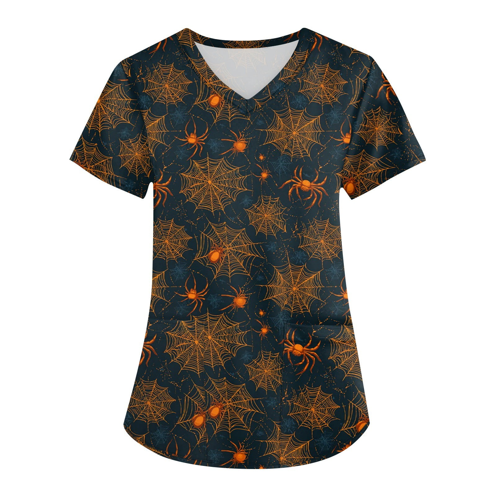 LHVUOA Womens Halloween Scrub Tops Plus Size Women's Halloween Pumpkin ...