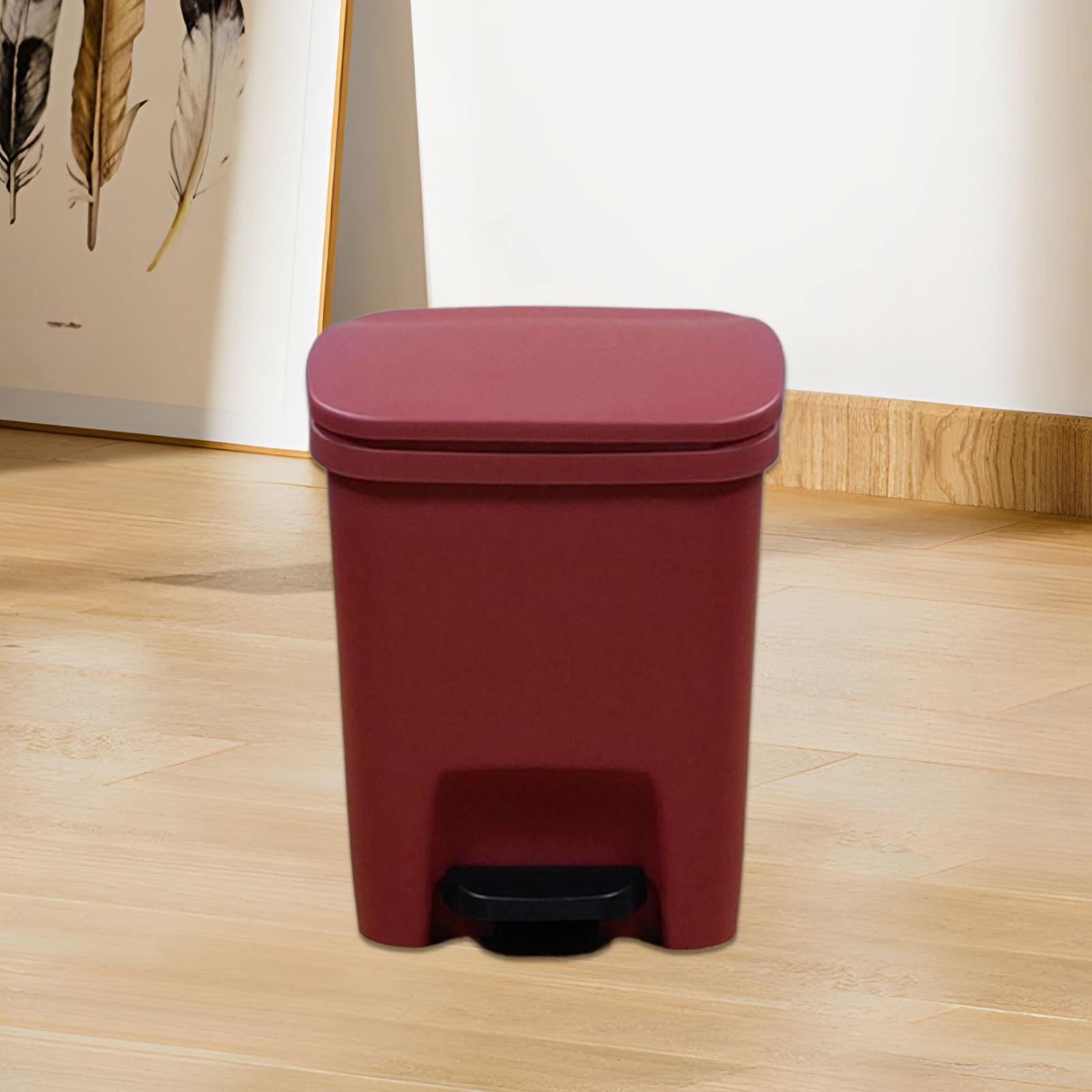 LHWEN 10L Plastic Step On Trash Can Black Compost with Decorative Linen ...