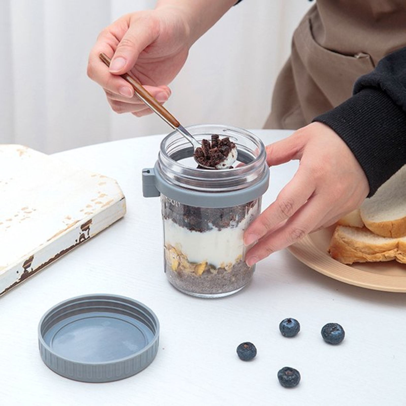 LHWEN 10oz Overnight Oats Container Mason Jars with Lid and Spoon ...