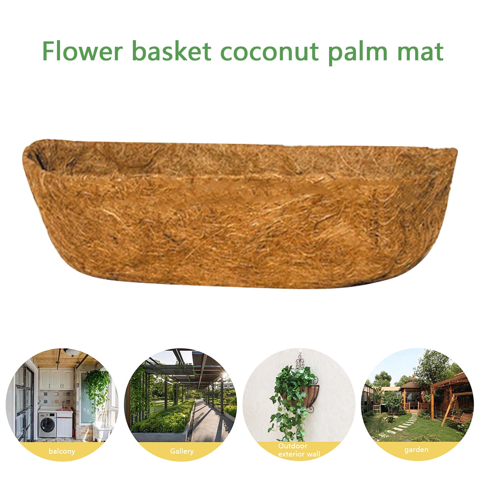 LHWEN 30 Coconut Fiber Lined Trough Planter All Natural Material Half ...