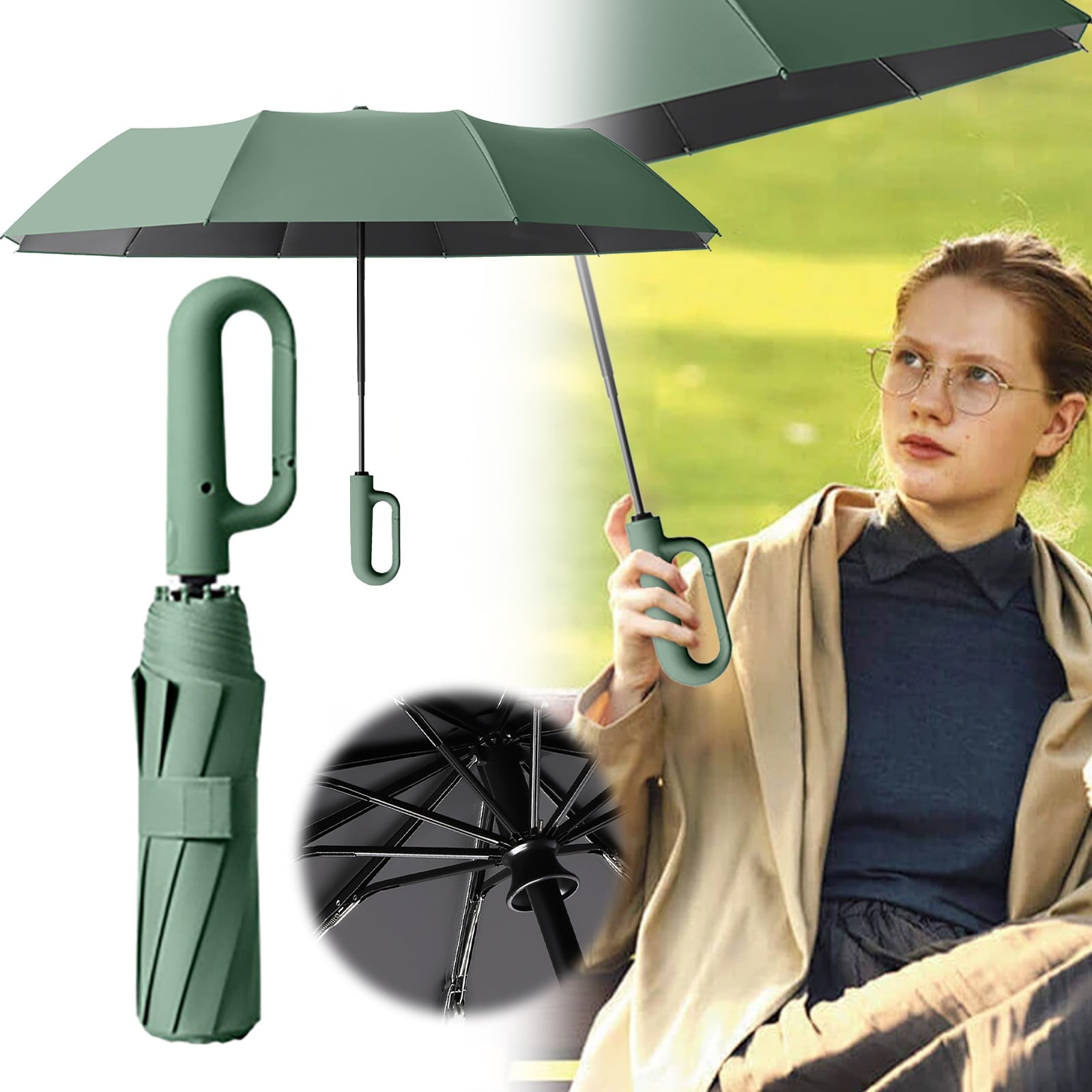 LHWEN Automatic Folding Travel Umbrella Windproof Compact Portable Sun ...