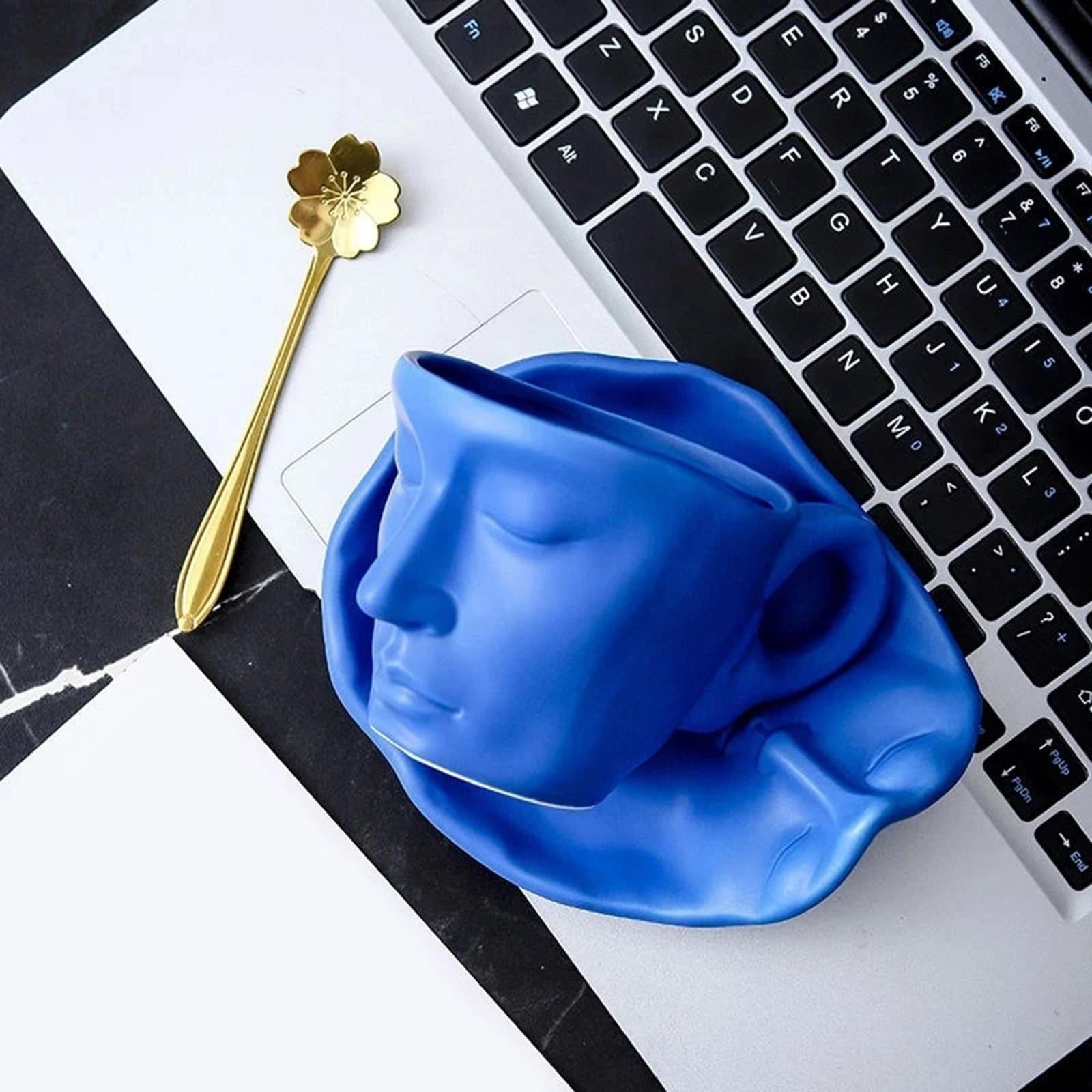 LHWEN Ceramic Tea Cup and Saucer Set Kissing Couple Coffee Mug with ...