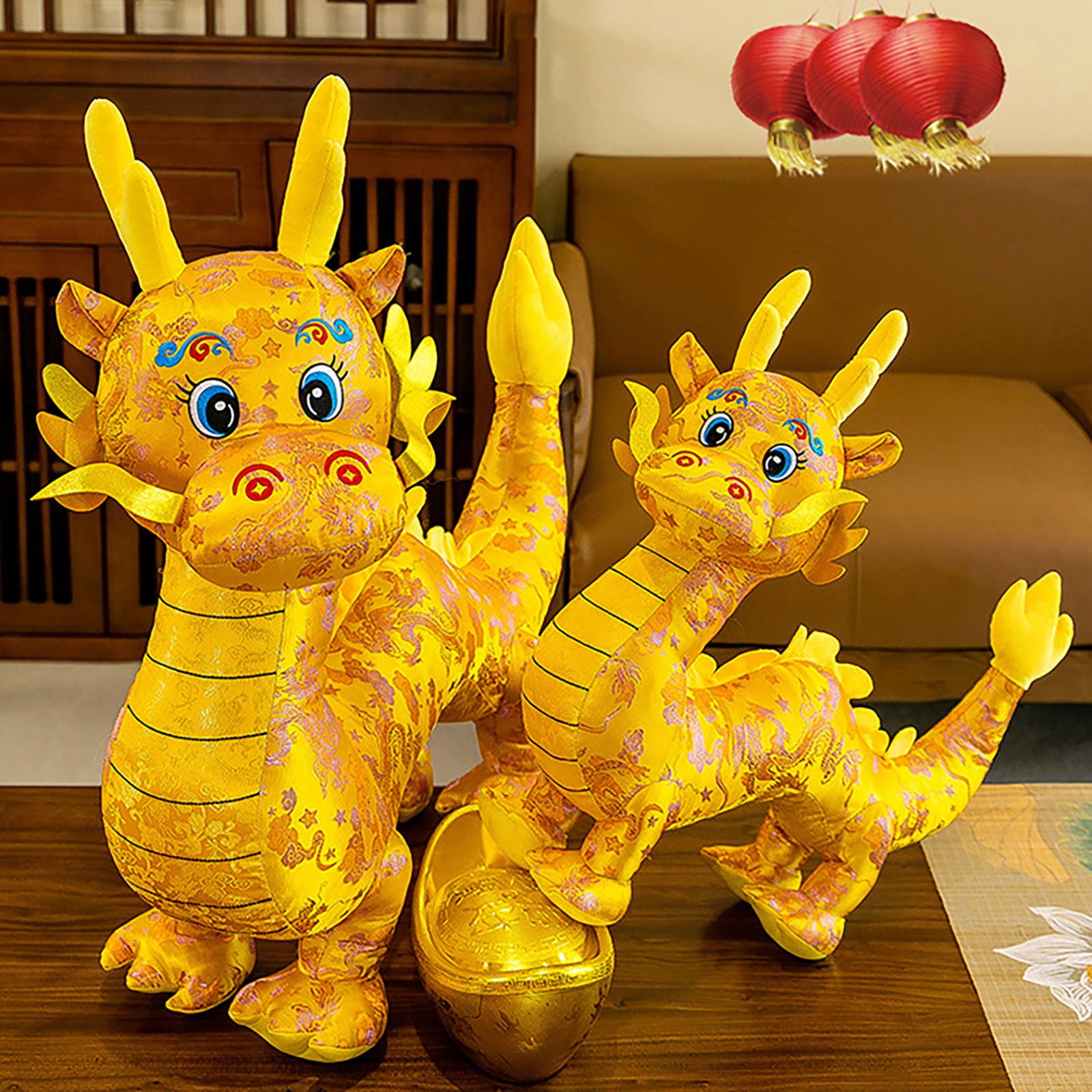 LHWEN Chinese Dragon Plush Toy New Year 2024 Year of the Dragon Mascot ...