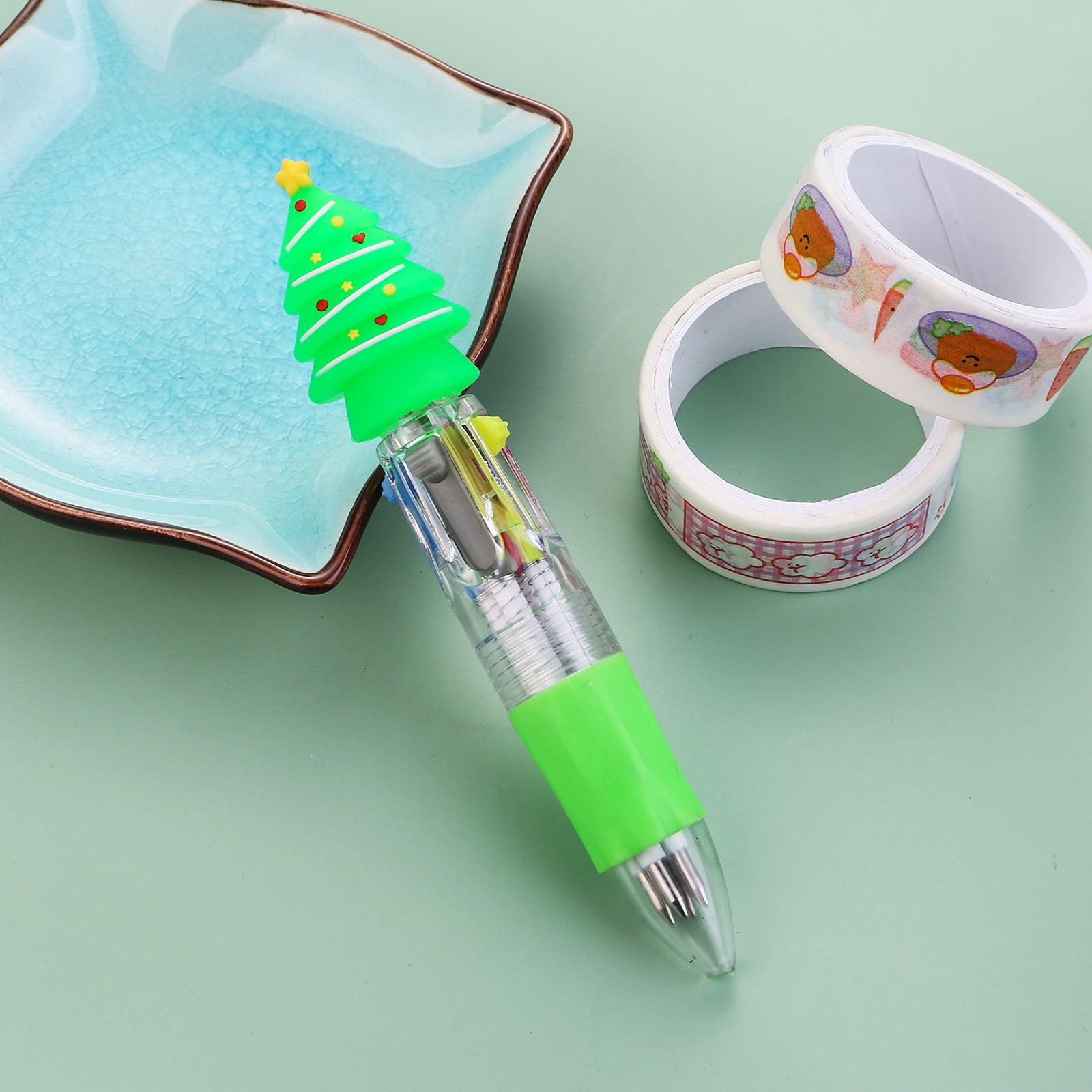 LHWEN Christmas Pens 4 Color Ballpoint Cartoon Snowman Old Man Oil Pen ...