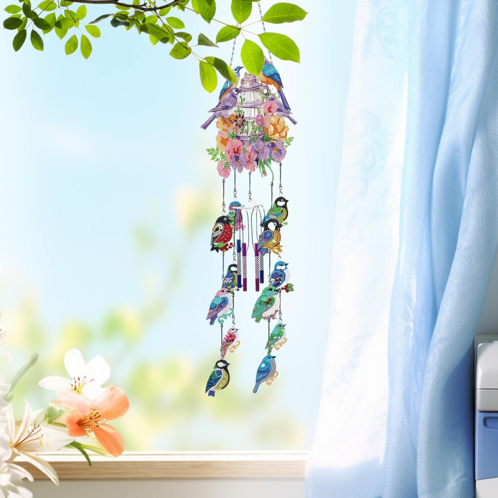 LHWEN DIY Diamond Art Painting Wind Chimes Kit Three Fantasy Sun Catchers 3D Visual Effects ...