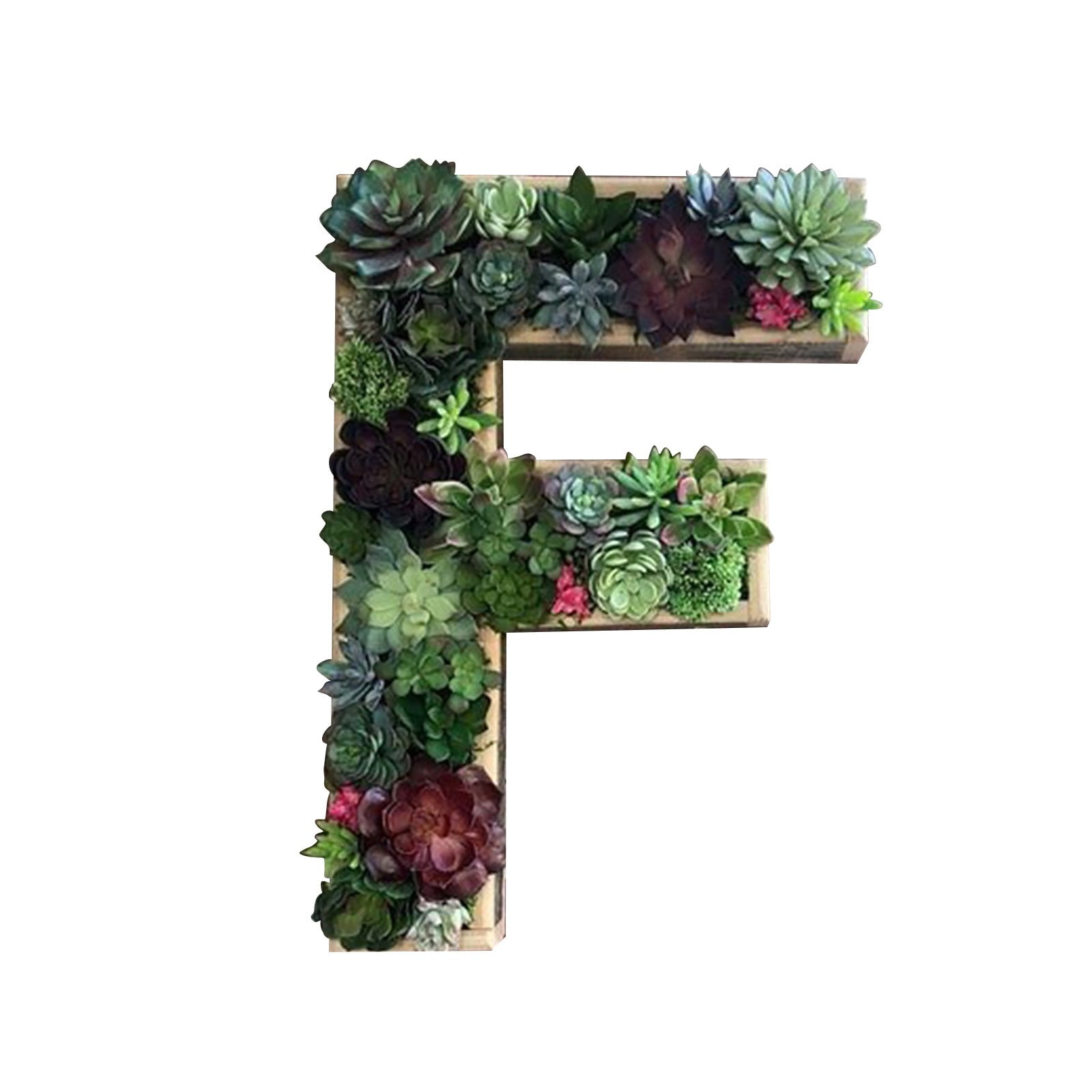 LHWEN Decorative Wall Wooden Monogram Letters Artificial Succulents ...