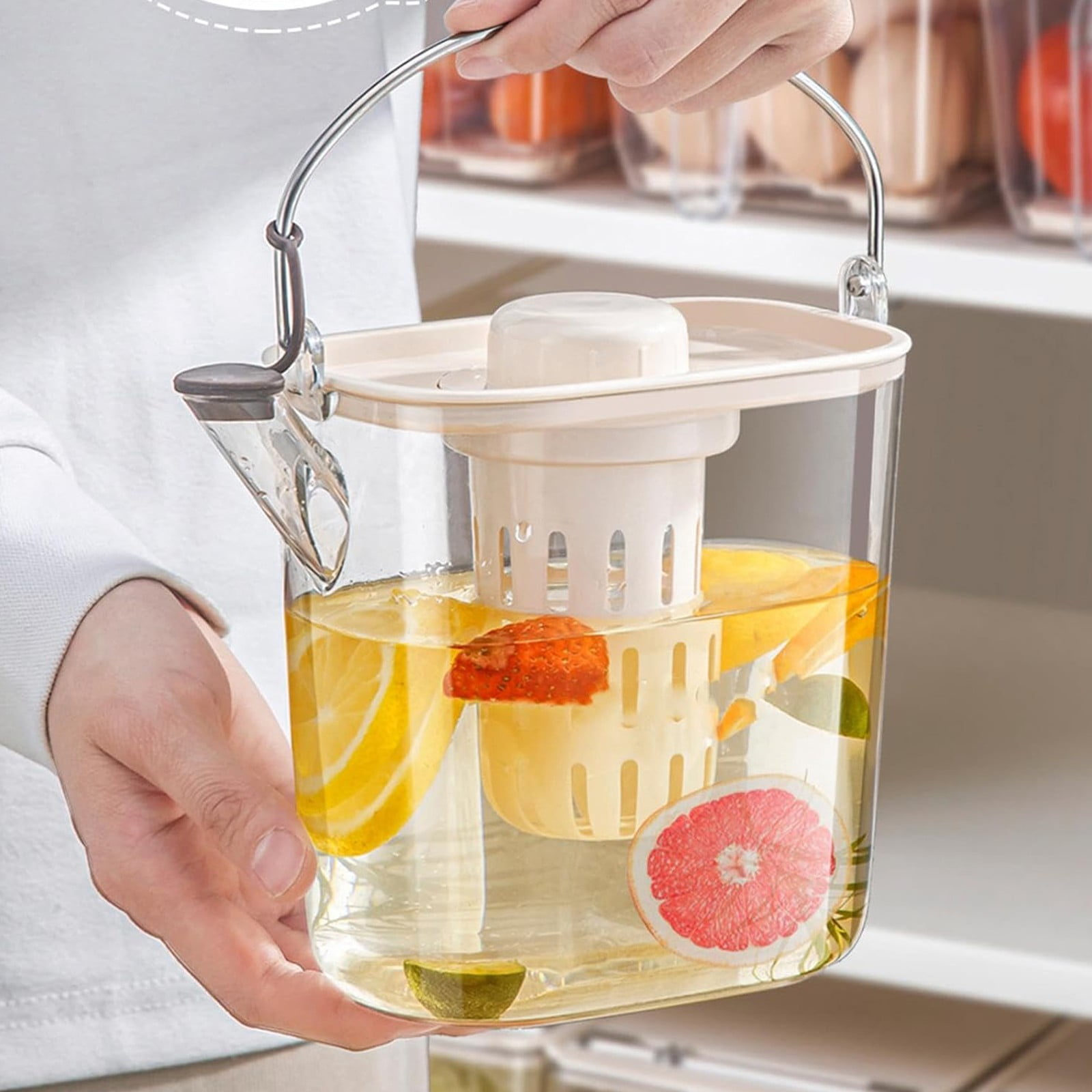 LHWEN Drink Dispenser Fridge Water Dispenser With Tea Strainer & Handle ...