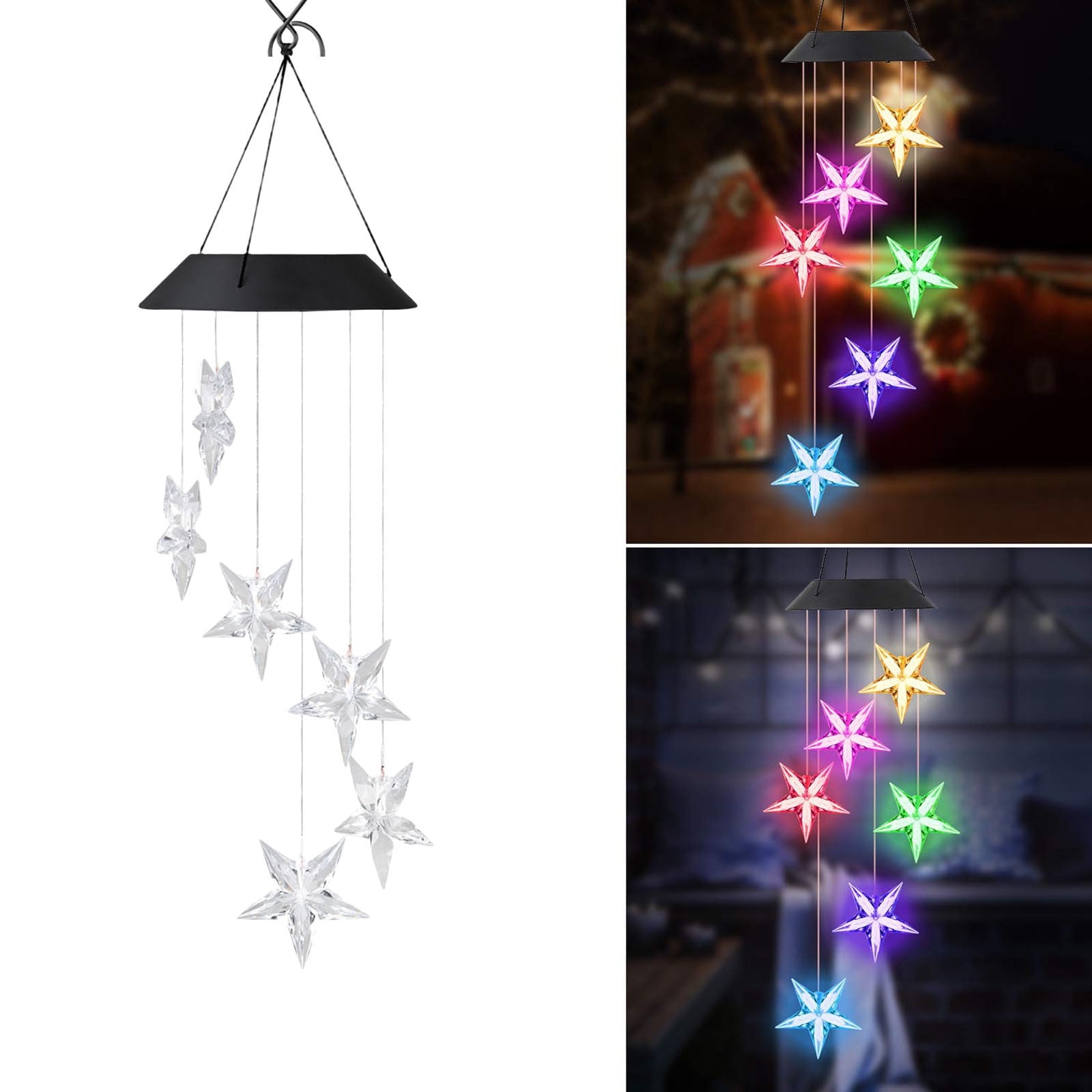 LHWEN EpicGadget Large Star Solar Light Solar Star Wind Chime Color ...