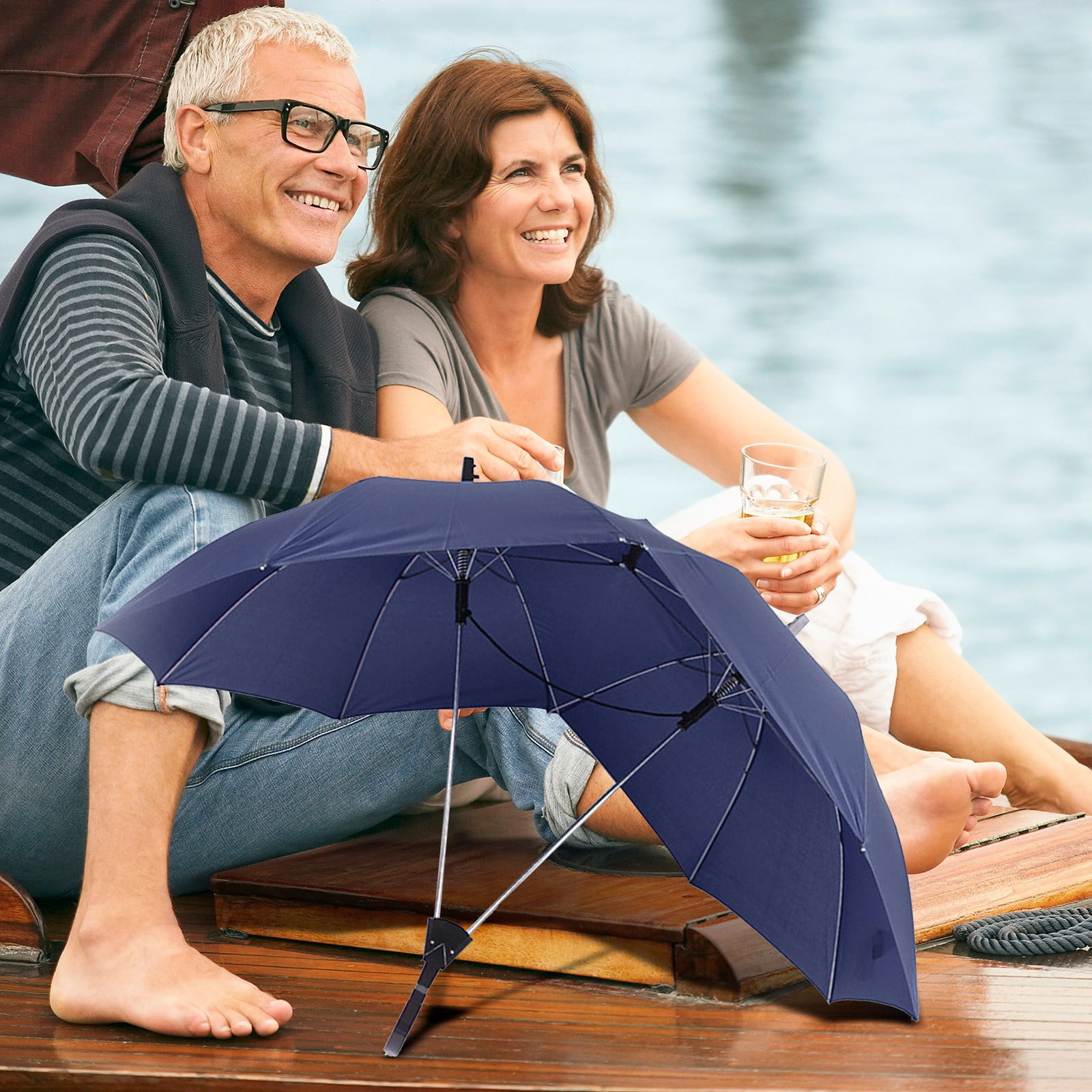 LHWEN Large Windproof Couple Umbrella Creative Two-Person Design ...