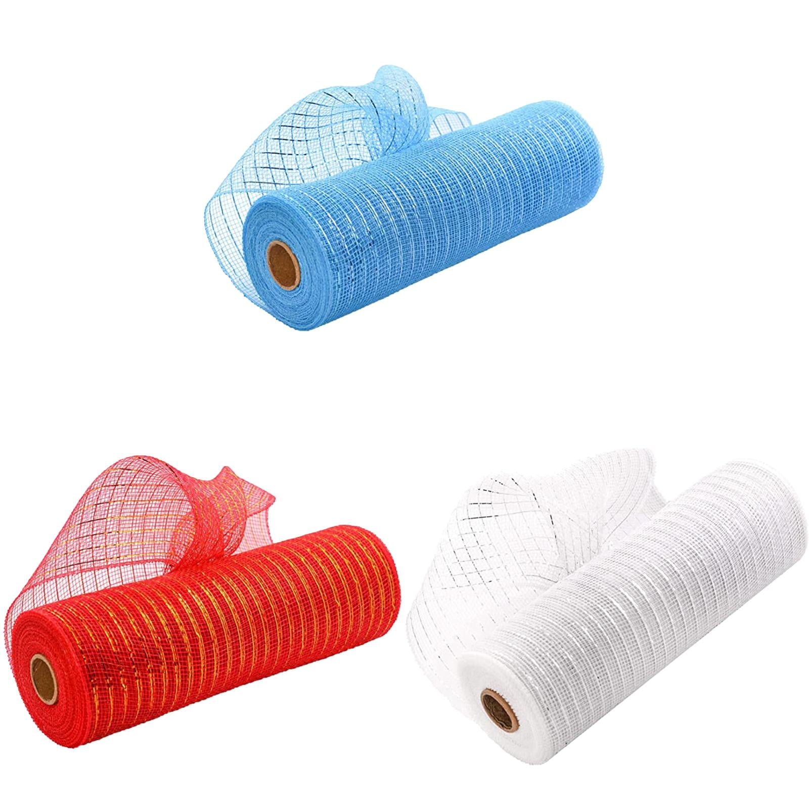 LHWEN Metallic Poly Deco Mesh Ribbon 10 Inch x 30 Feet for Wreaths Bows ...