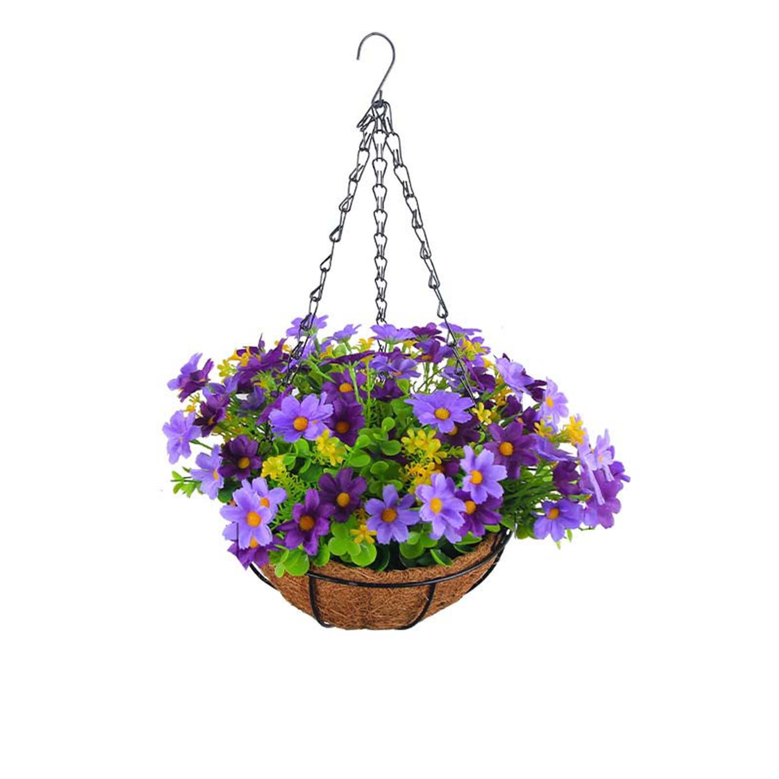 LHWEN Outdoor Hanging Flowers With Basket Hanger Artificial Flowers ...