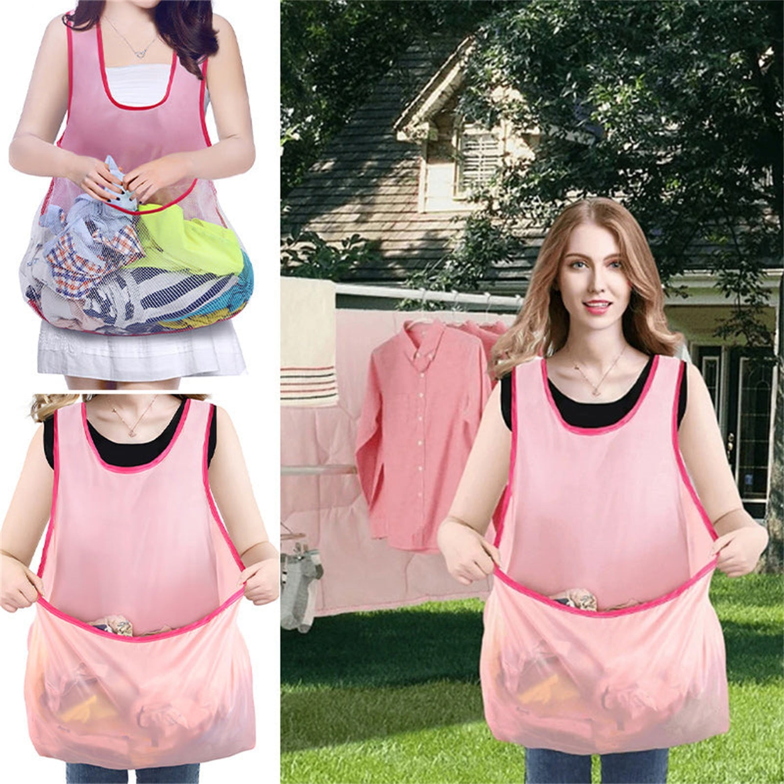 LHWEN Portable Clothes Drying Apron with Pouch Laundry Apron Large ...