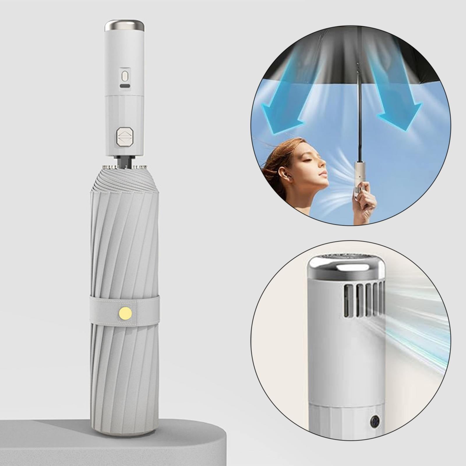 LHWEN Portable Sun Umbrella with Rechargeable Fan Enhanced for Fishing ...