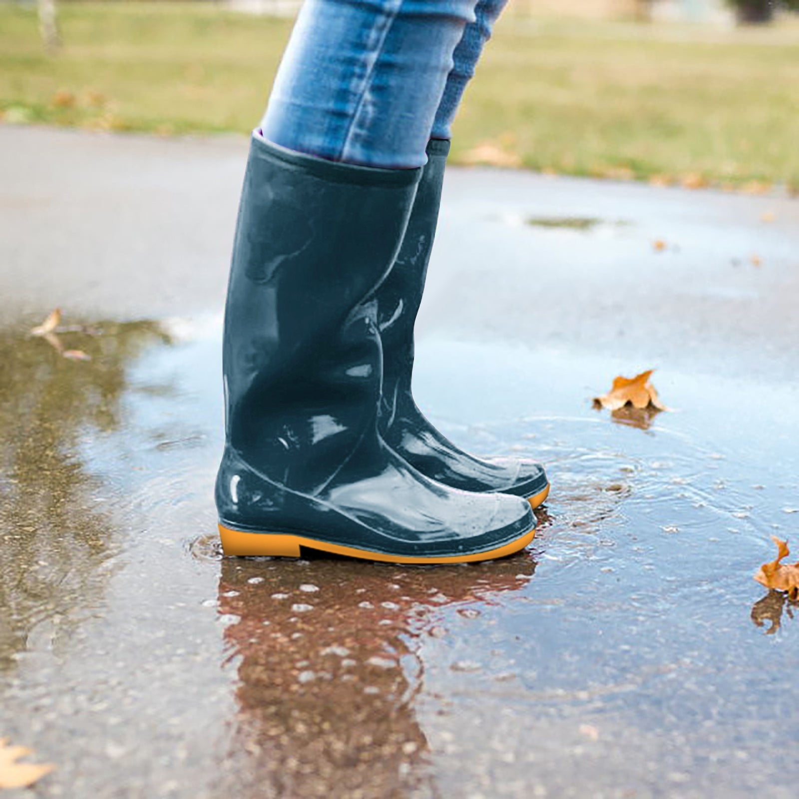 LHWEN Rain Boots for Women and Teens EVA Mid-Calf Boots with Arch ...