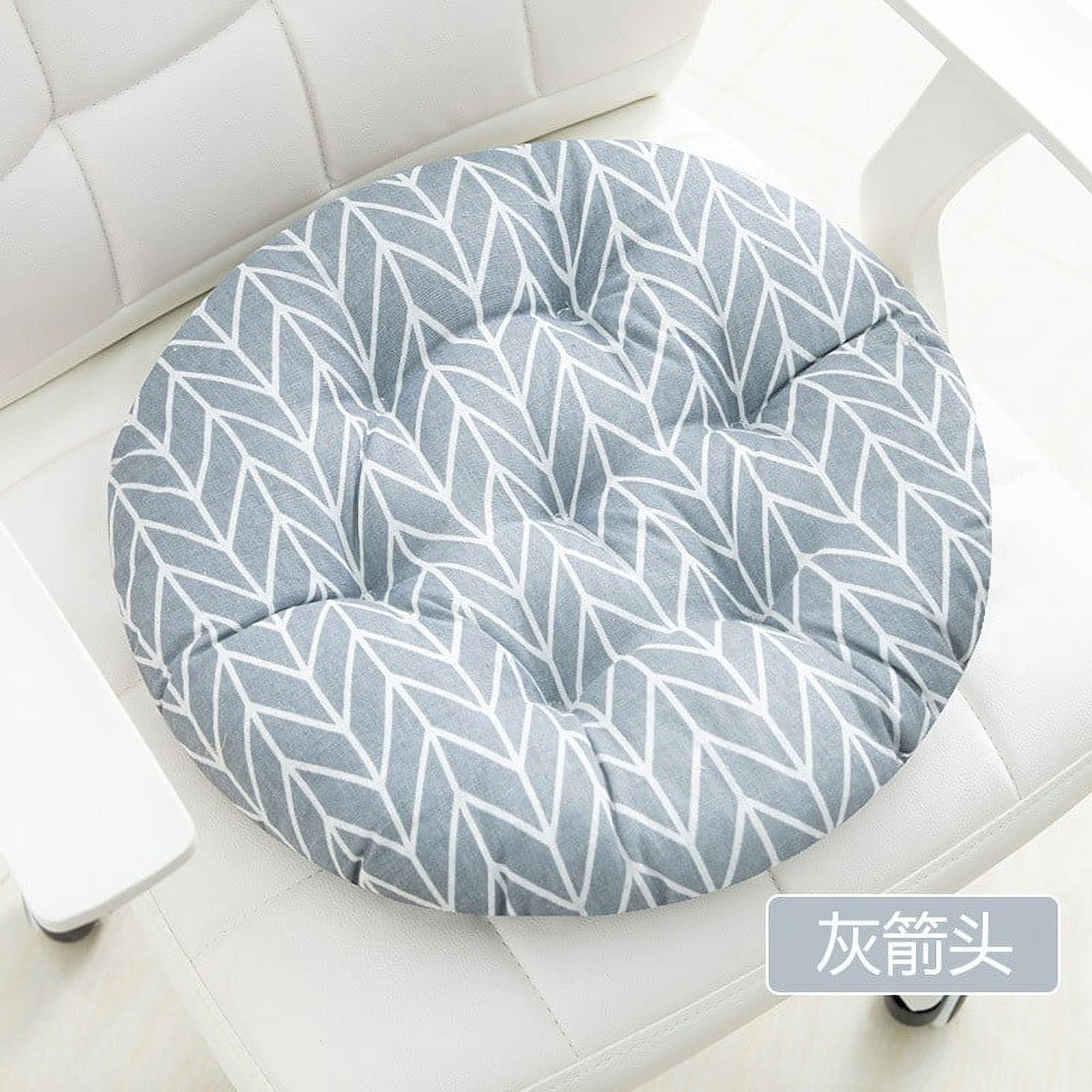 LHWEN Round Linen Cotton Cushion 16"x3" with Pearl Cotton Filling ...