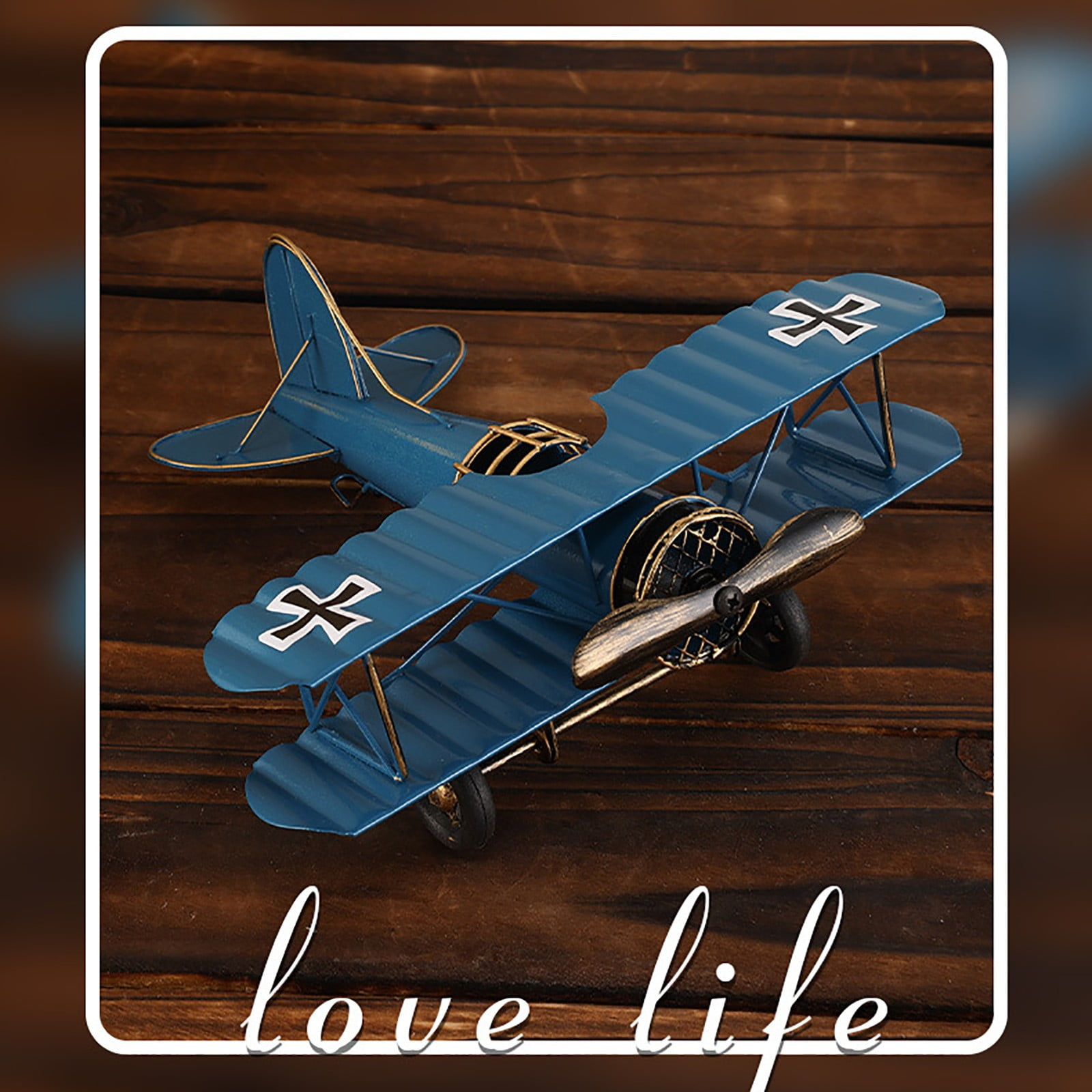 LHWEN Vintage Airplane Decor Metal Hanging Biplane Ornament Aircraft ...