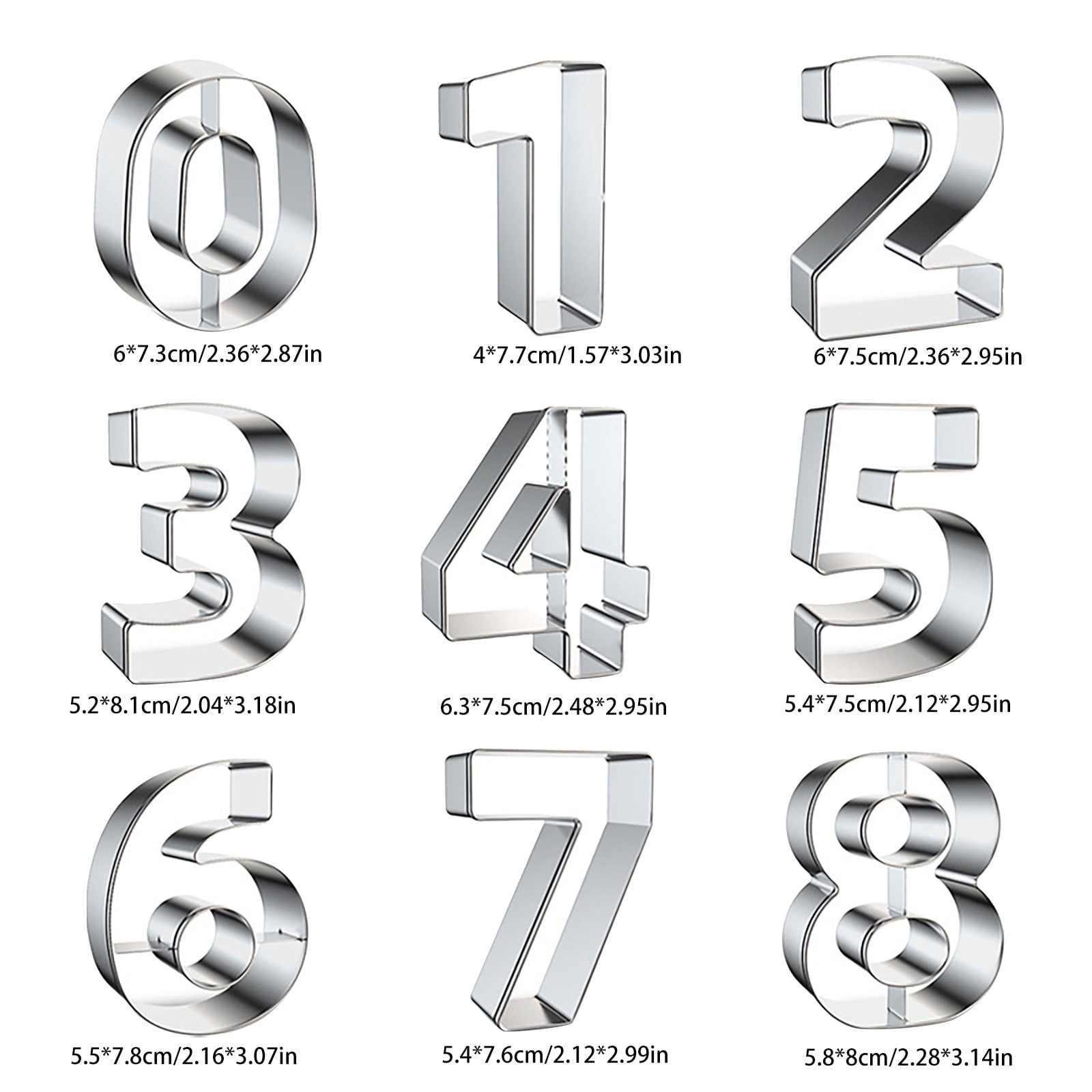 LHWGJQY Cookie Molds Stainless Steel Cookie Cutter Number Shapes 9Pcs ...