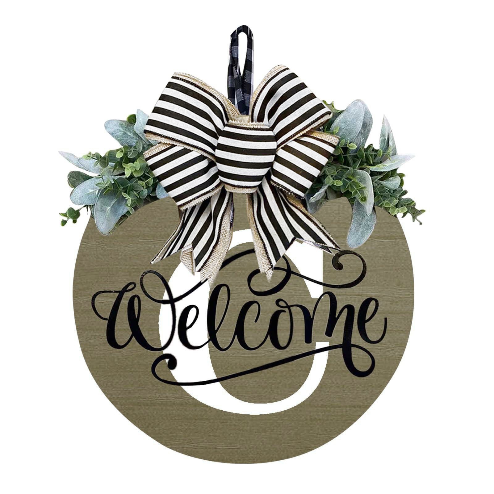 LHWGJQY Wreath Sash For Front Door Summer Last Name Year Round Front ...